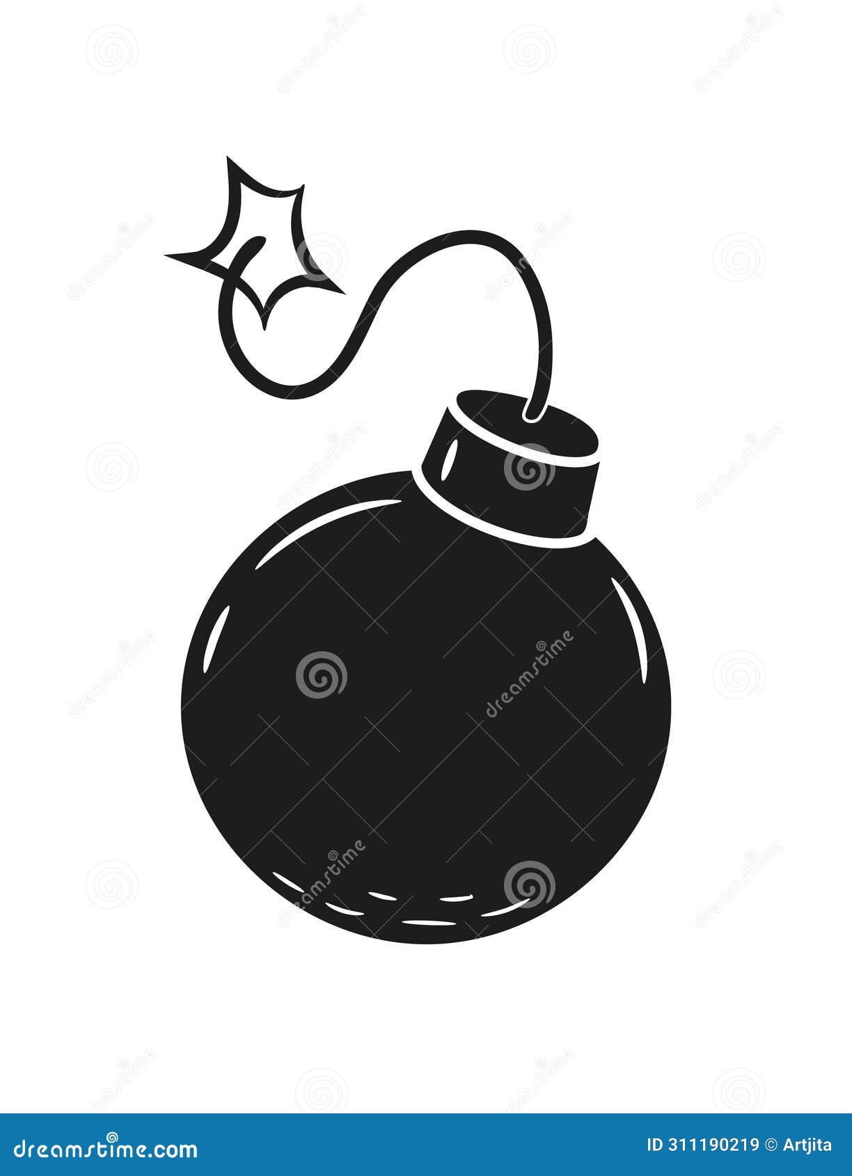 Bomb Doodle Vector with Fire. Comic Dynamite Explodes in Sketch Style ...