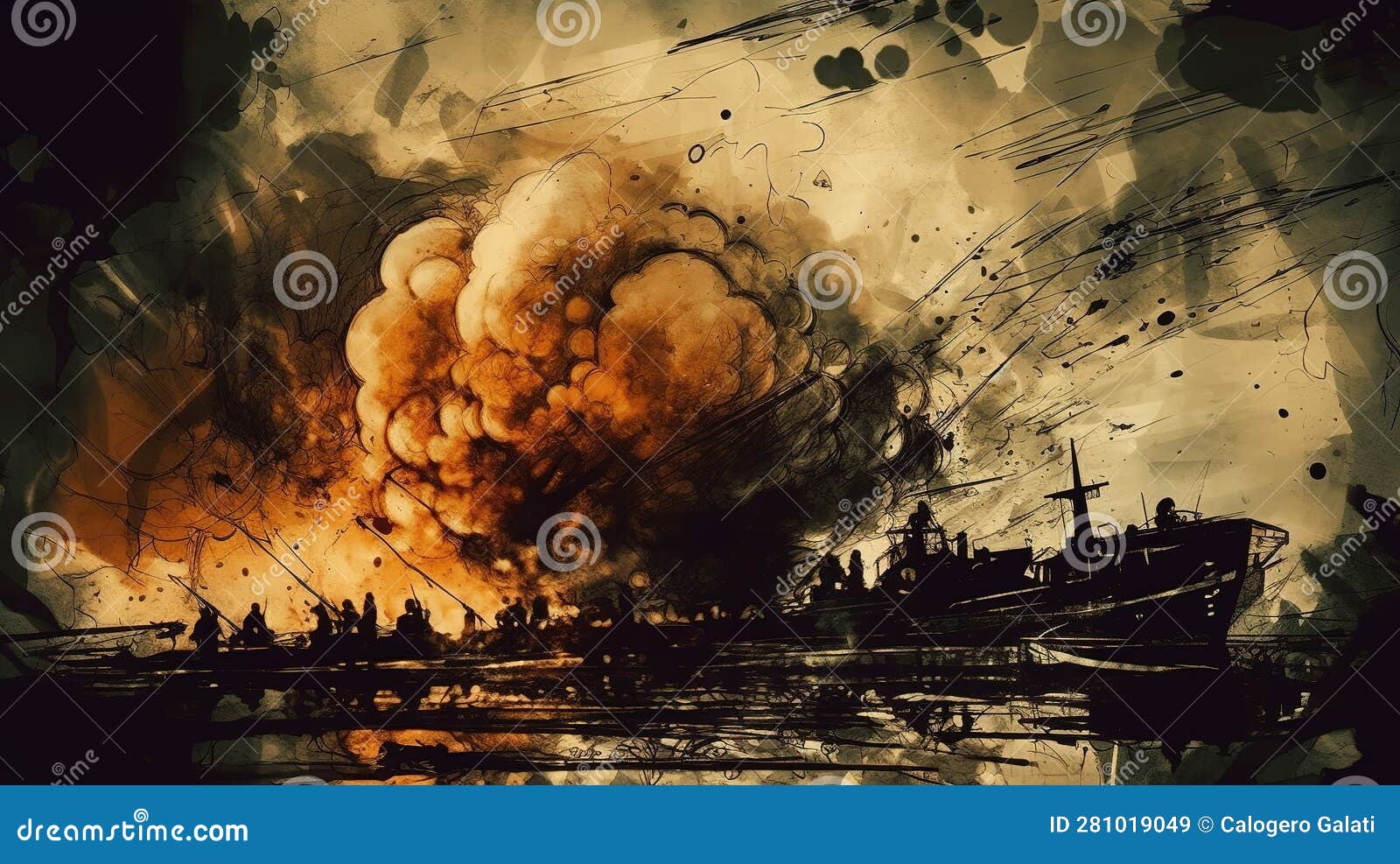 A Bomb is Exploding in a Sad Black Inspired Card Artwork, Ai Generated ...