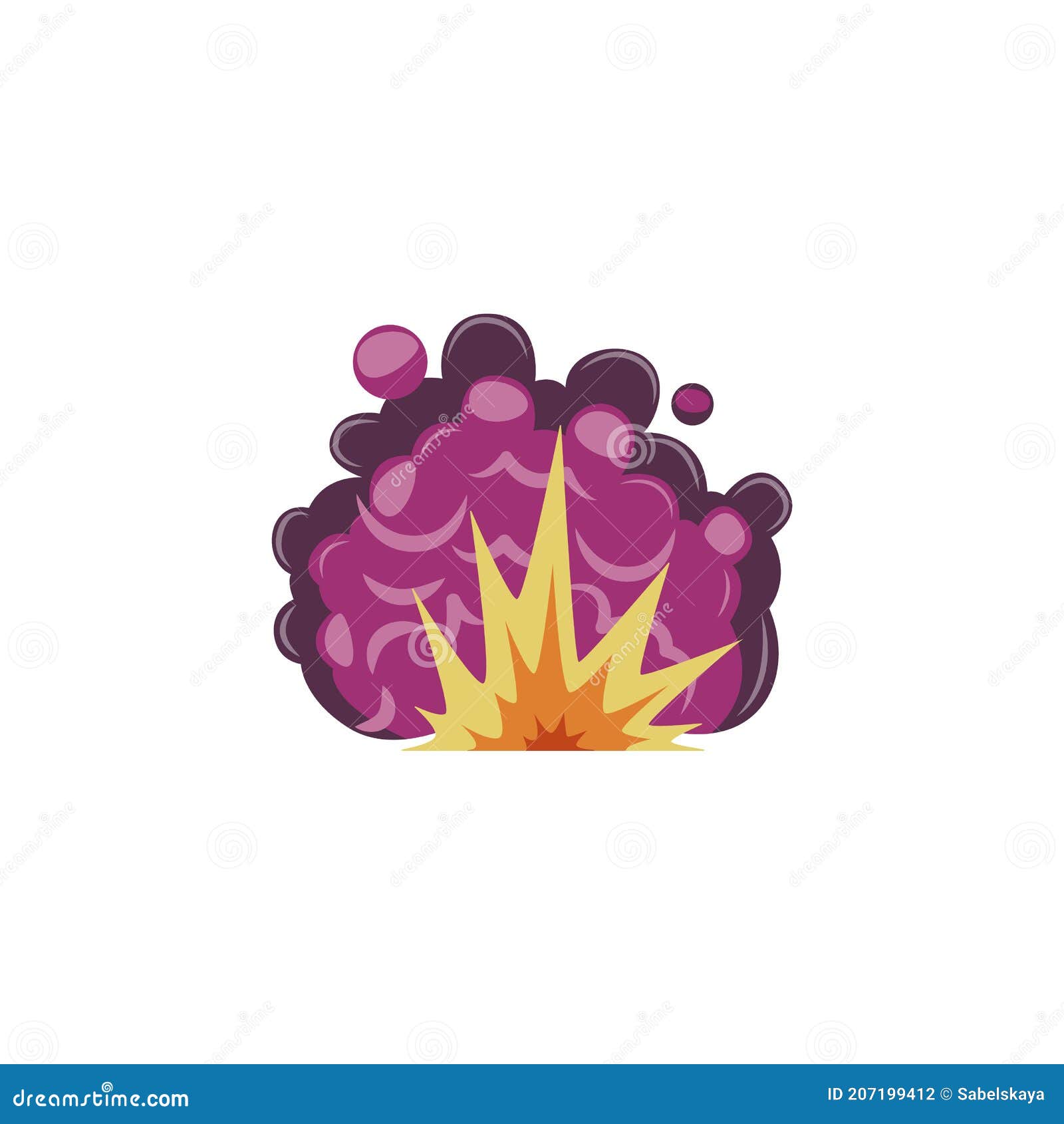 Bomb Explosion Effect with Flame and Smoke Cartoon Vector Illustration ...