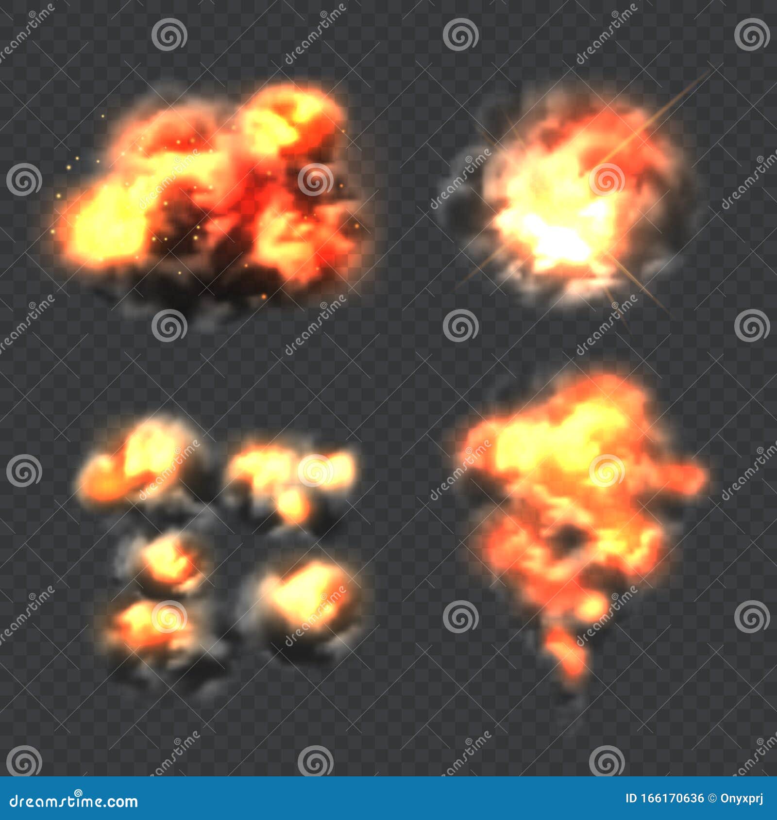 Bomb Explosion. Fire Realistic Explosion Effect Light Vector Collection ...