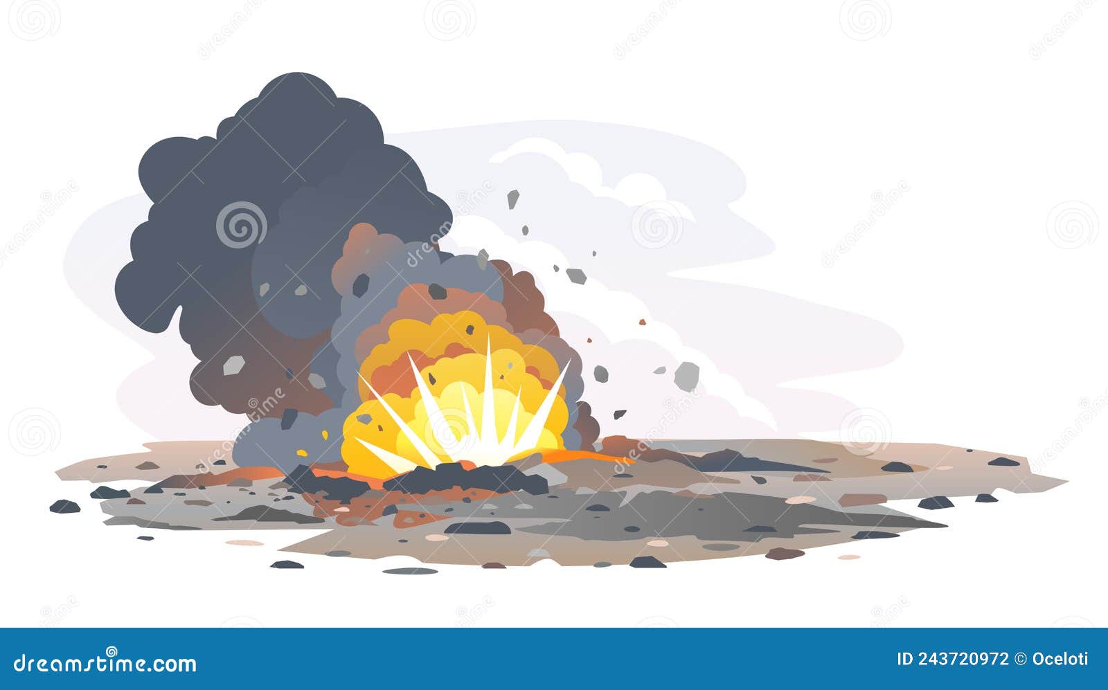 Bomb Explosion on Ground with Smoke Isolated Stock Vector ...