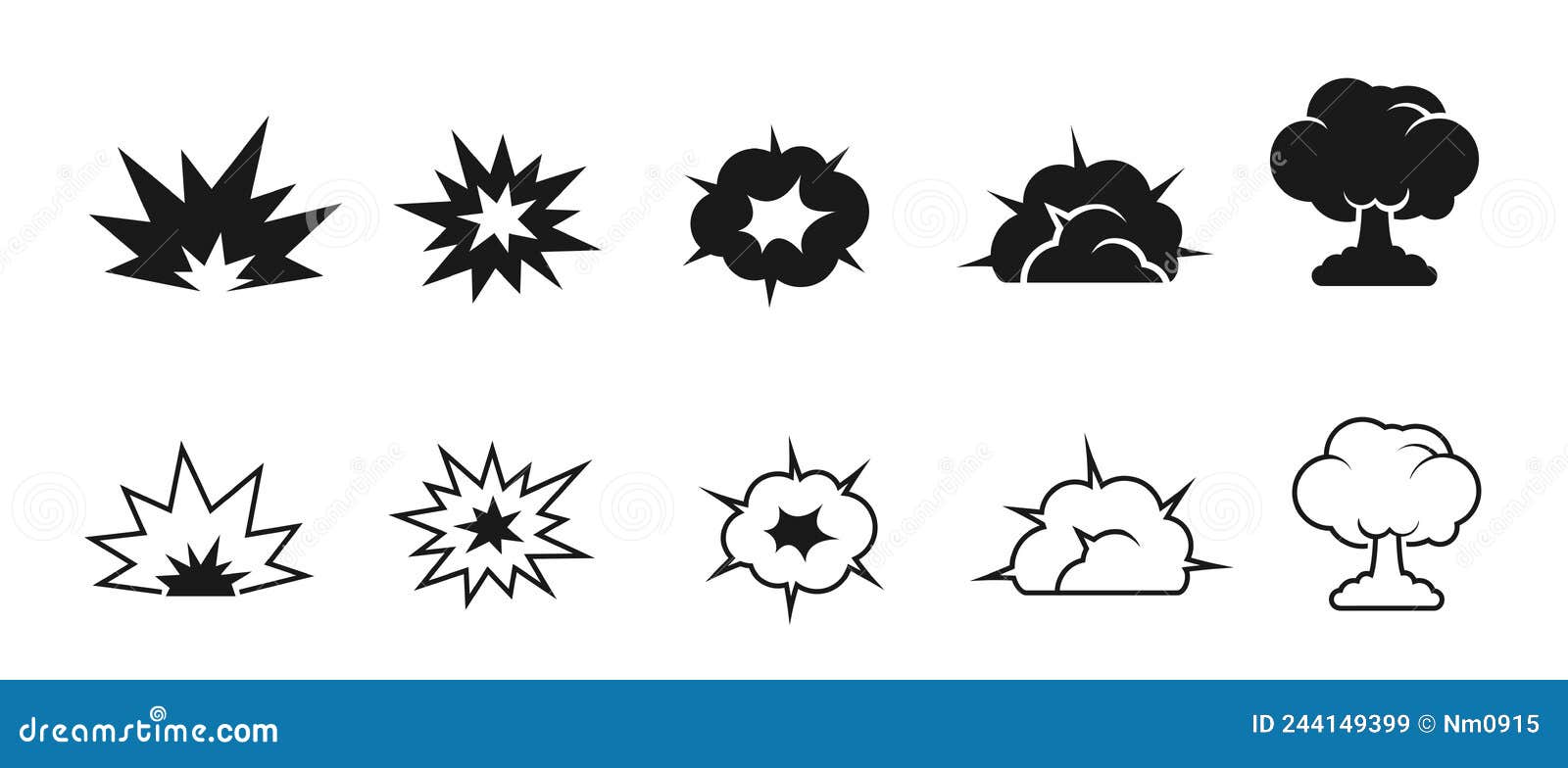 Bomb Explosion Icon Collection. War and Blast Symbols. Vector Image for ...