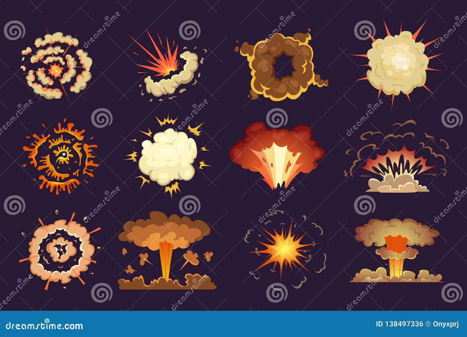 Bomb Explosion. Motion Abstract Blast Fire And Clouds Exploded Vector ...