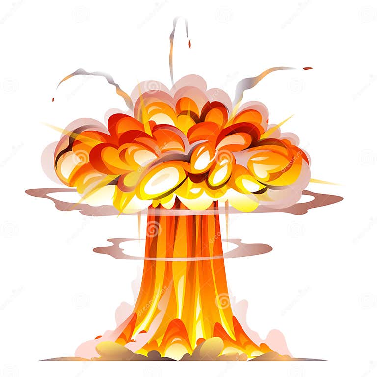Bomb Explosion Vector. Atomic Explosion with Smoke, Flame and Particles ...