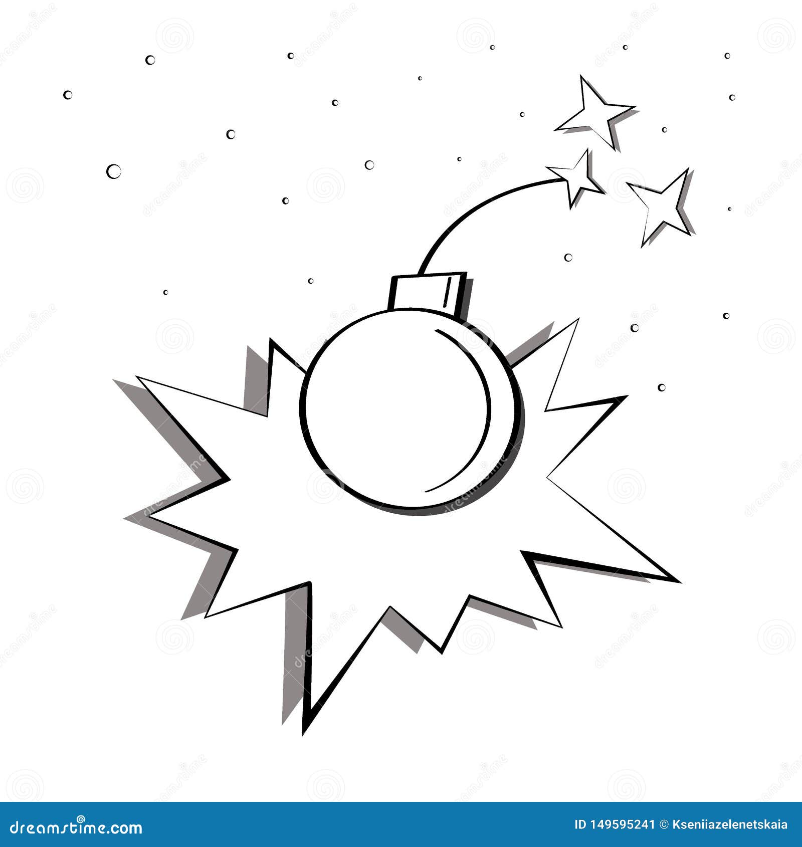 Bomb on the Flash from the Explosion and Sparks on the Cord. Comic Pop ...