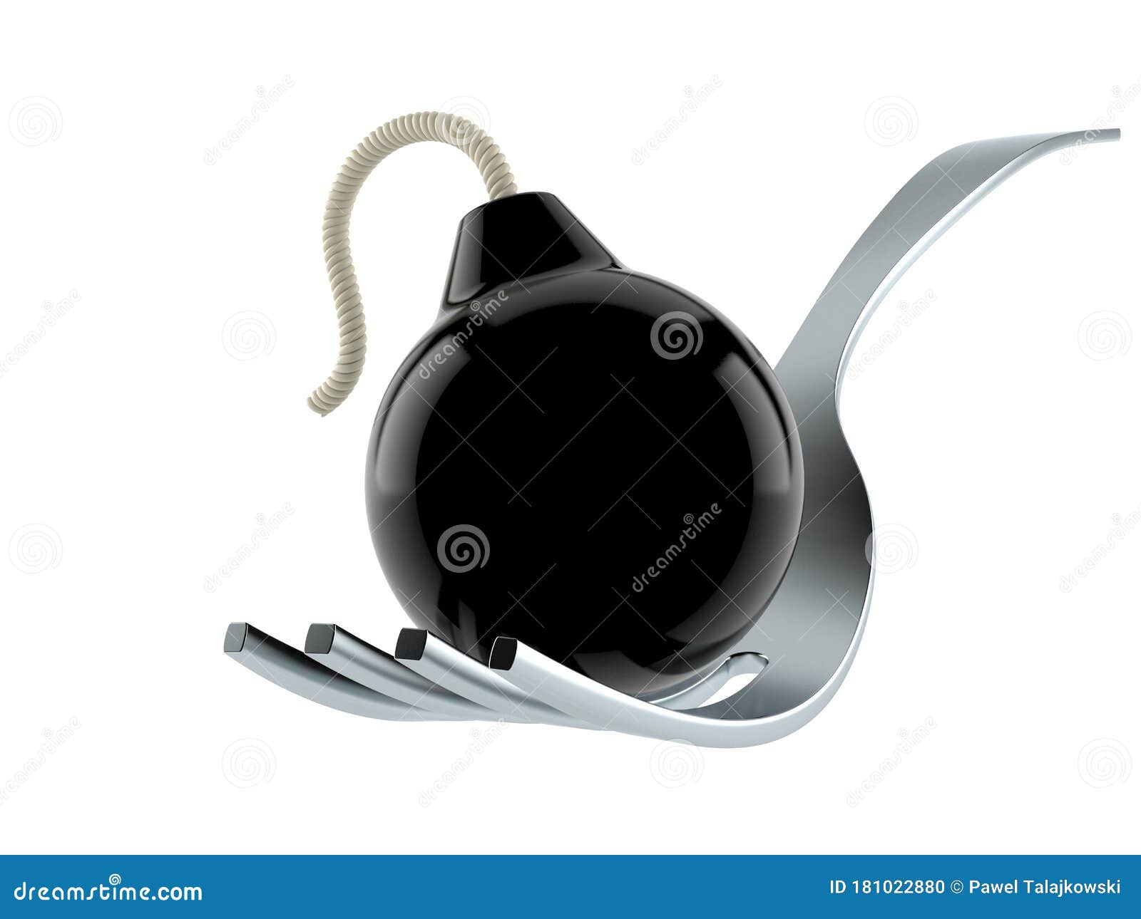 Bomb with fork stock illustration. Illustration of metal - 181022880