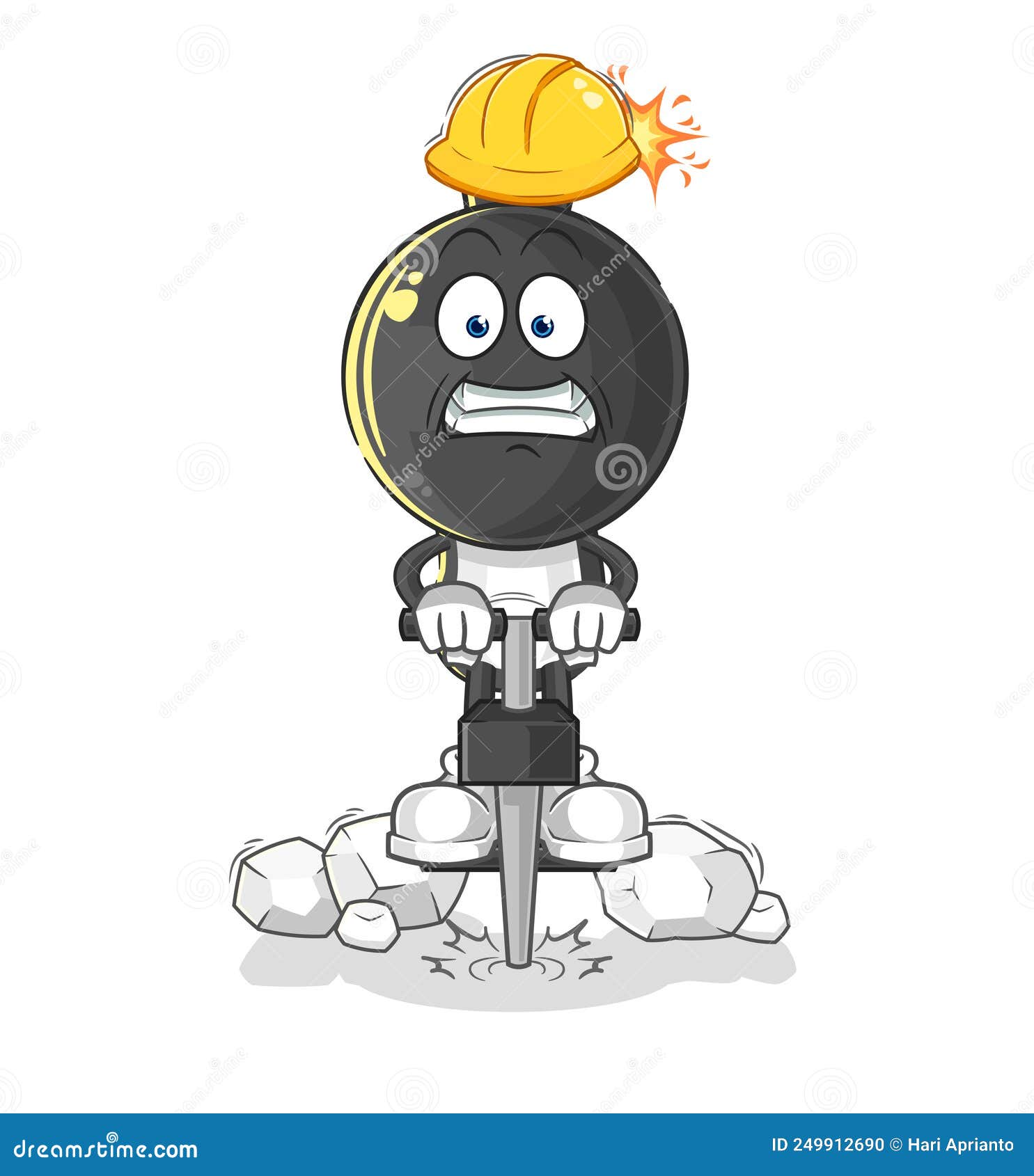 Bomb Head Drill the Ground Cartoon Character Vector Stock Vector ...