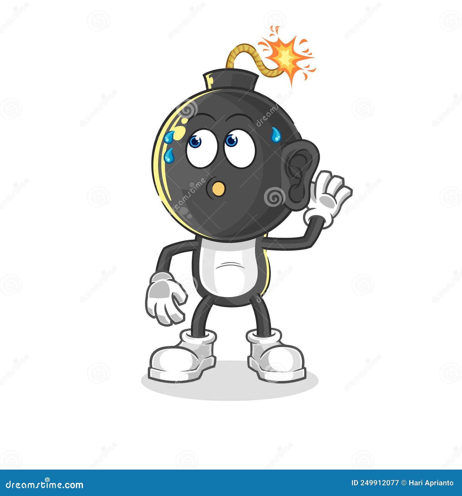 Bomb Head Eavesdropping Vector. Cartoon Character Stock Vector ...