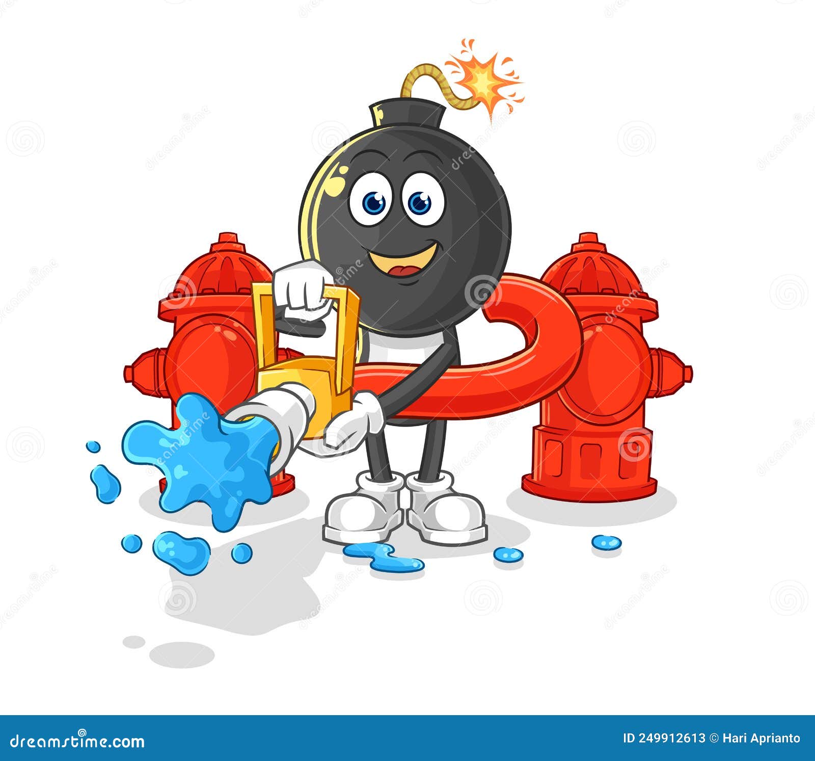 Bomb Head Firefighter Vector. Cartoon Character Stock Vector ...