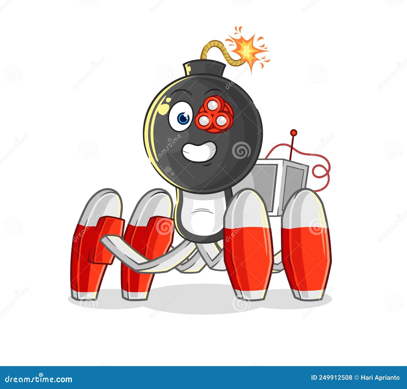 Bomb Head Future Robot Vector. Cartoon Character Stock Vector ...