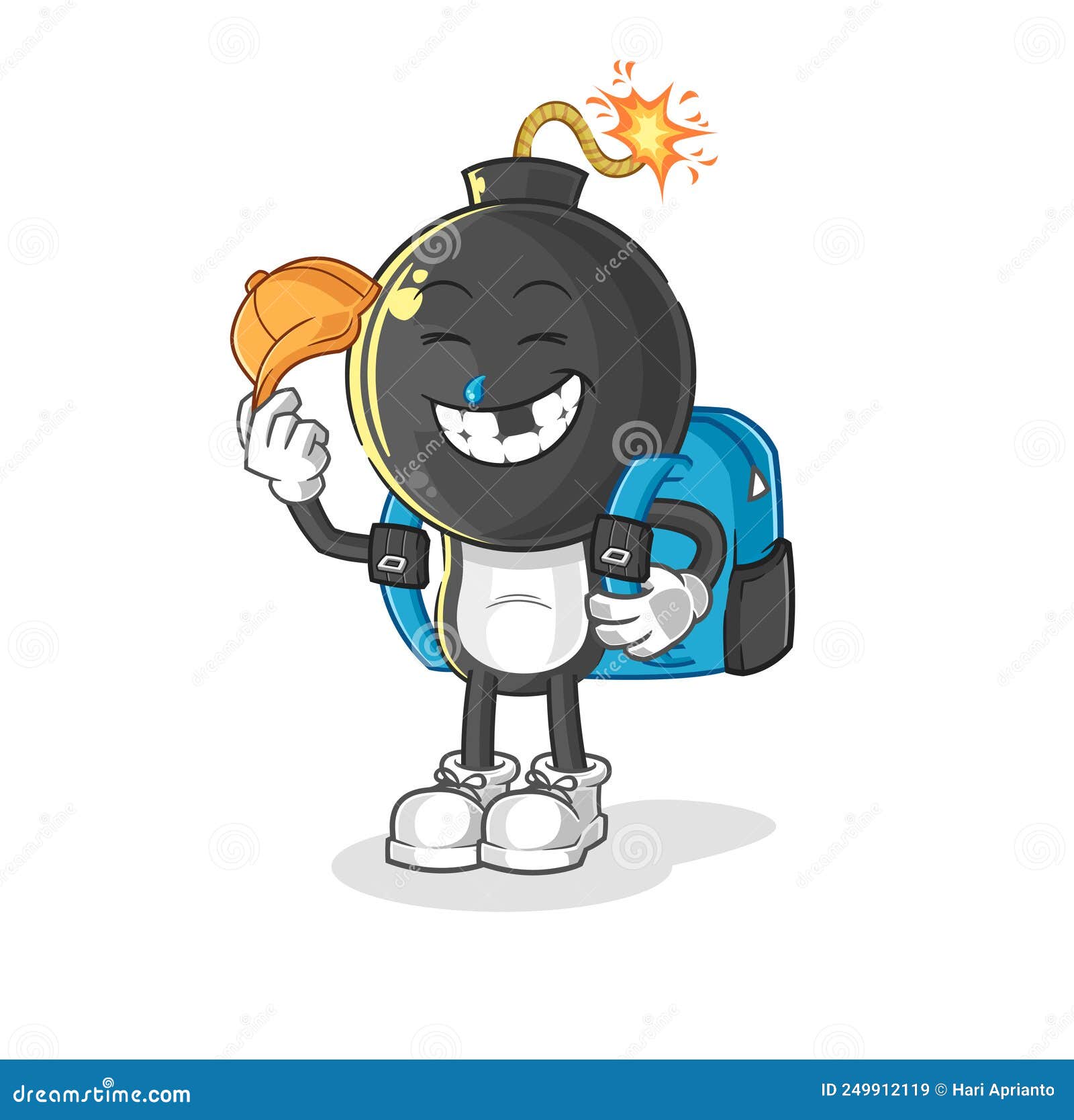 Bomb Head Goes To School Vector. Cartoon Character Stock Vector ...
