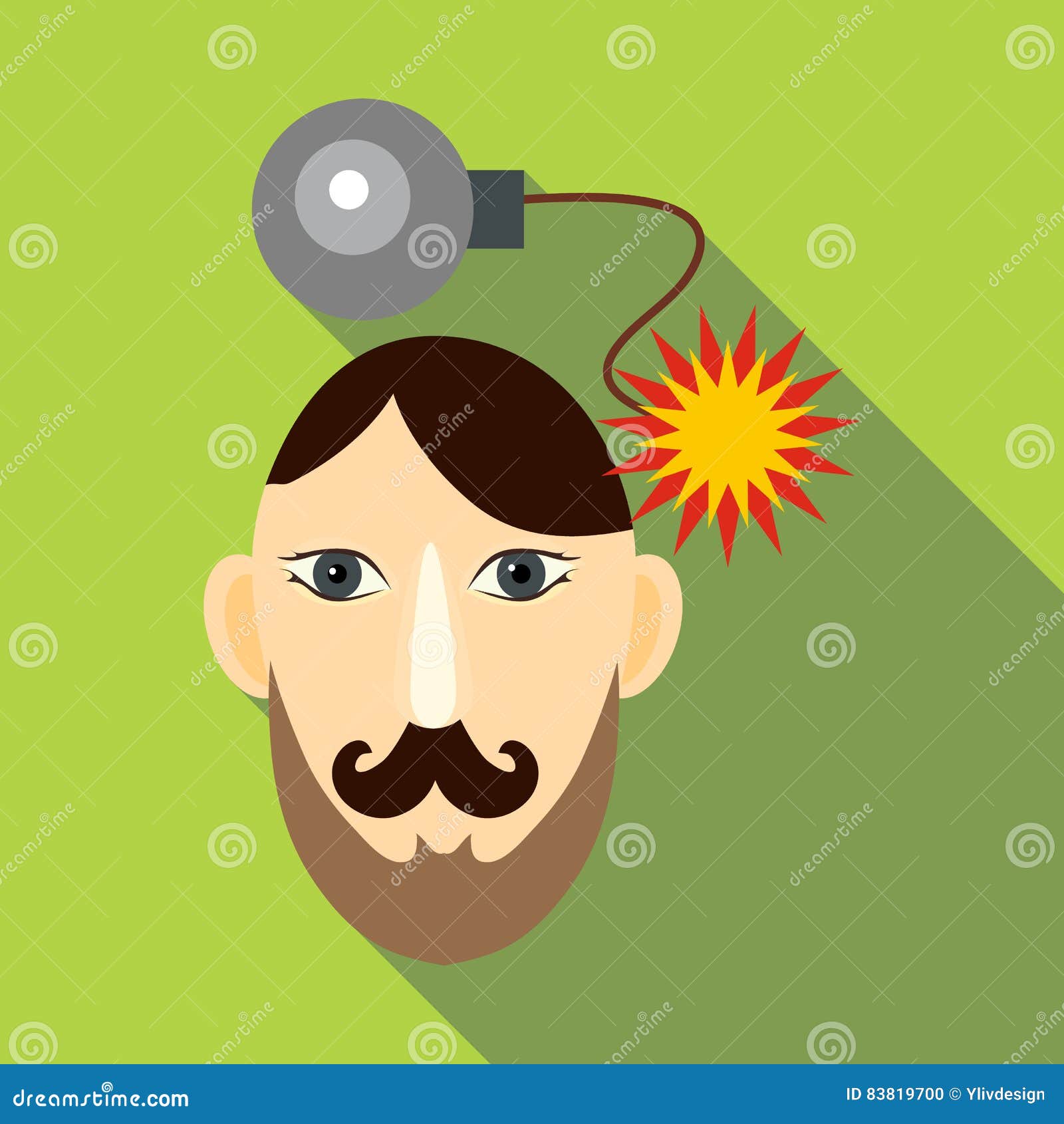 Bomb in Head Icon, Flat Style Stock Vector - Illustration of explosion ...