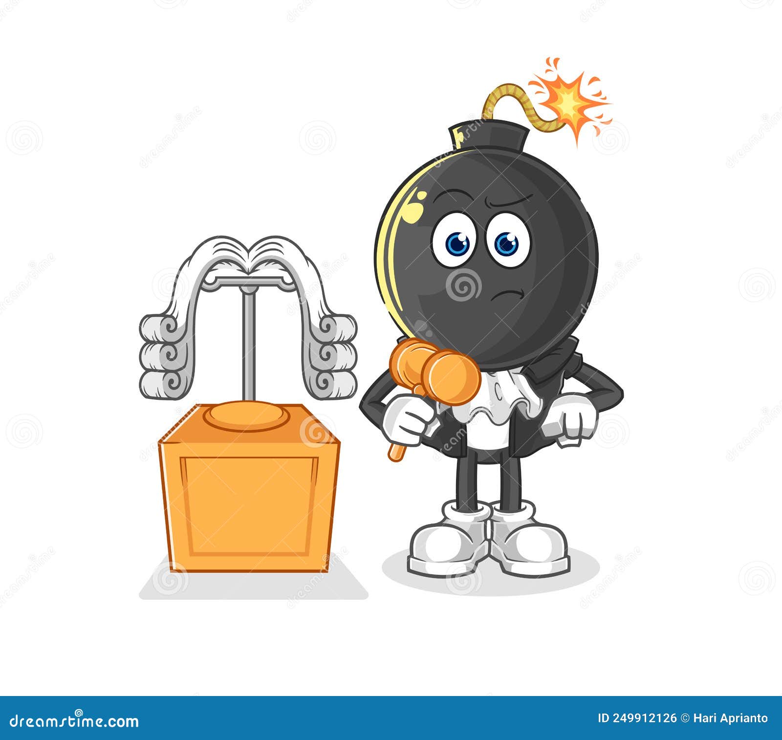Bomb Head Judge Holds Gavel. Character Vector Stock Vector ...