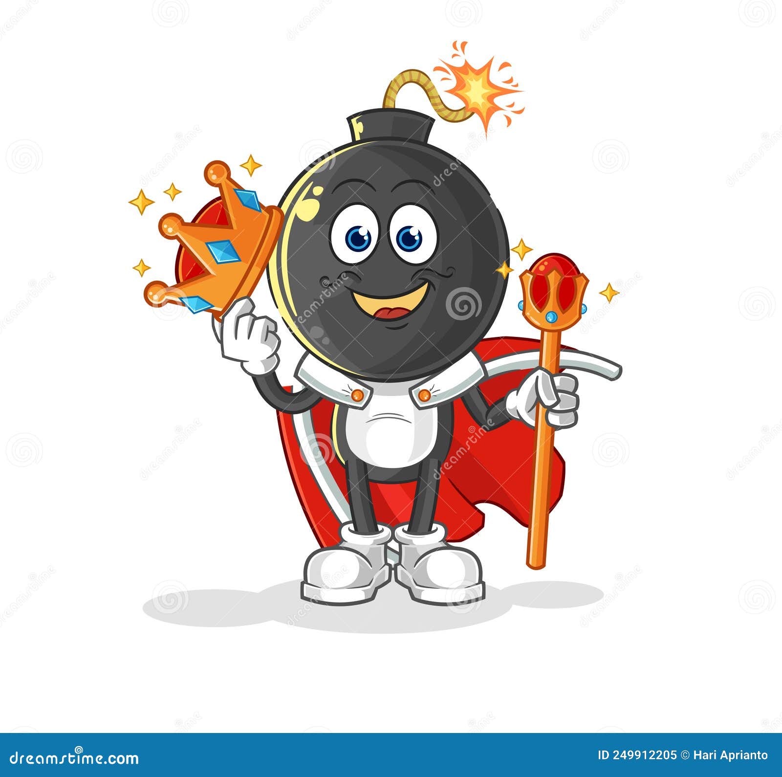 Bomb Head King Vector. Cartoon Character Stock Vector - Illustration of ...