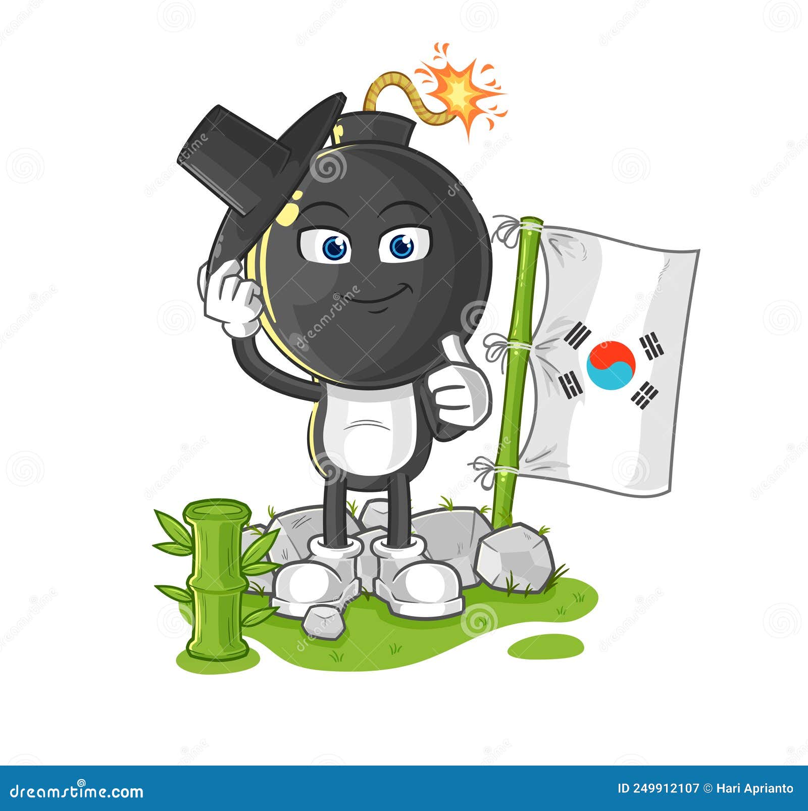 Bomb Head Korean Character. Cartoon Mascot Vector Stock Vector ...