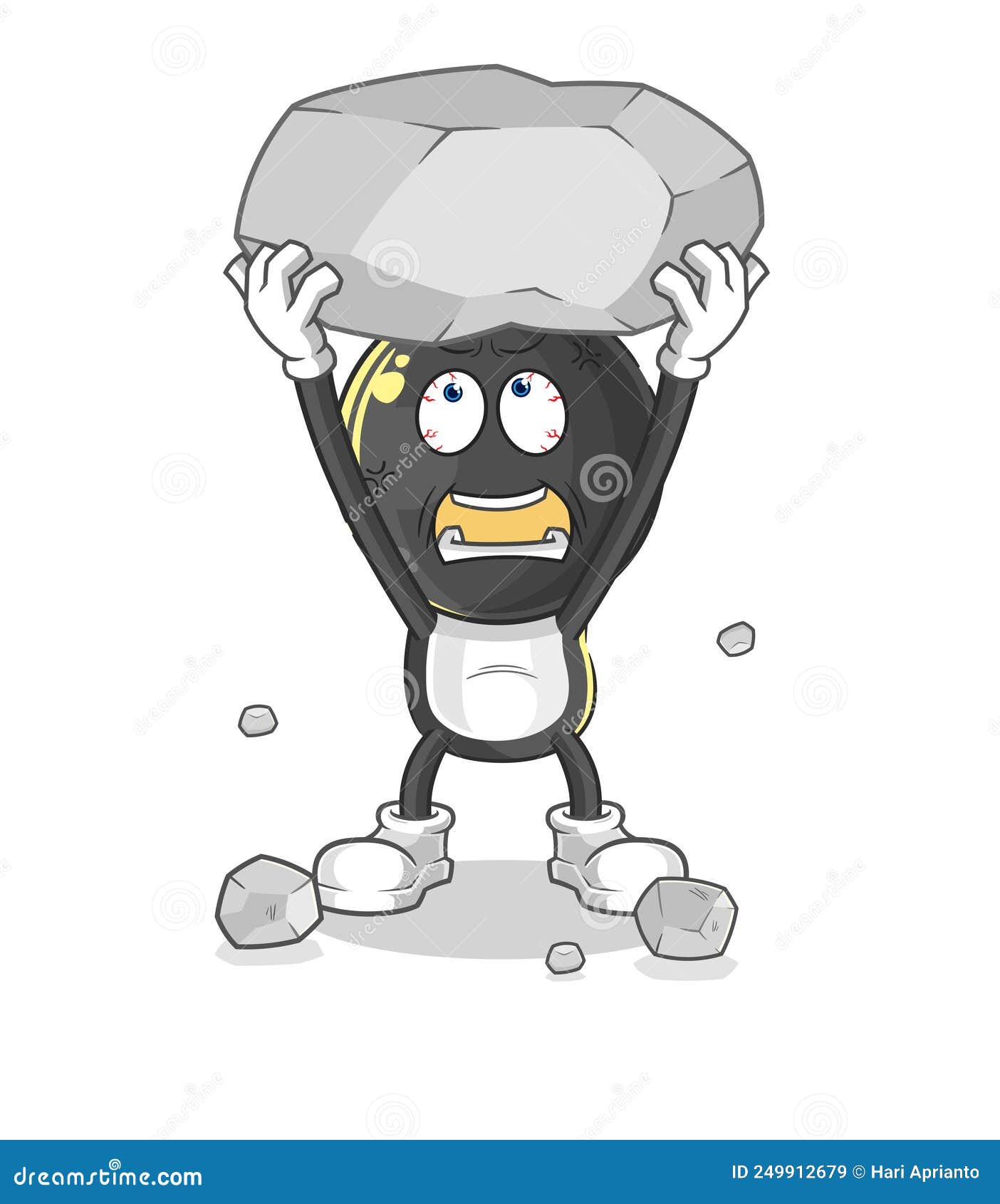 Bomb Head Lifting Rock Cartoon Character Vector Stock Vector ...