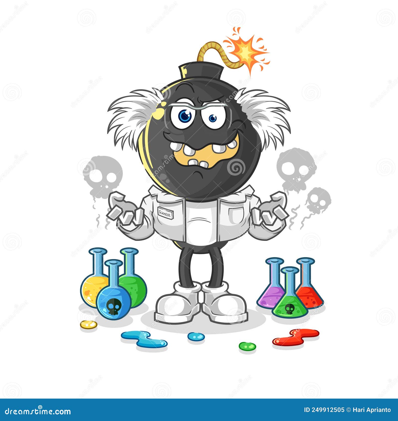Bomb Head Mad Scientist Illustration. Character Vector Stock Vector ...