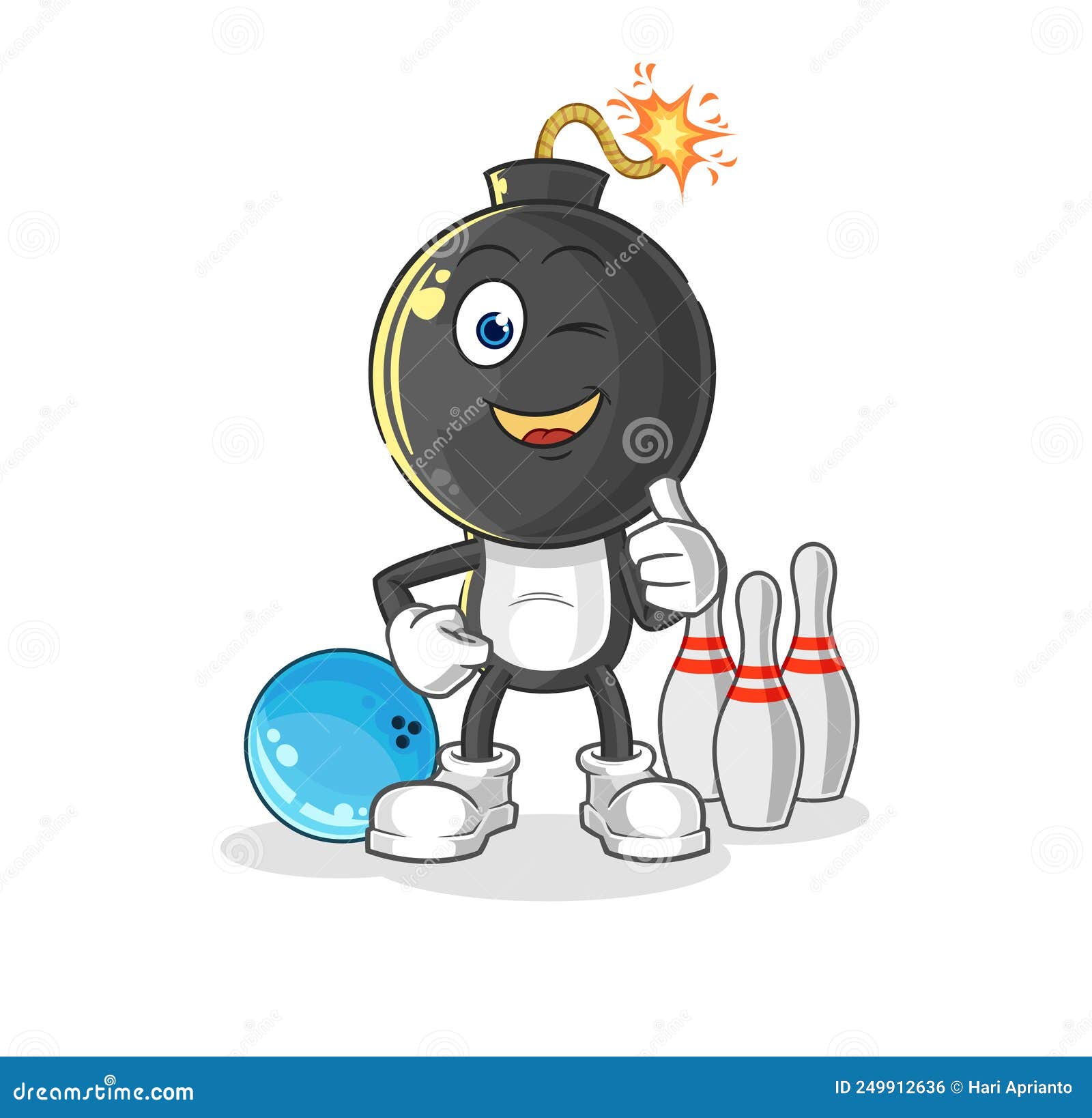 Bomb Head Play Bowling Illustration. Character Vector Stock Vector ...