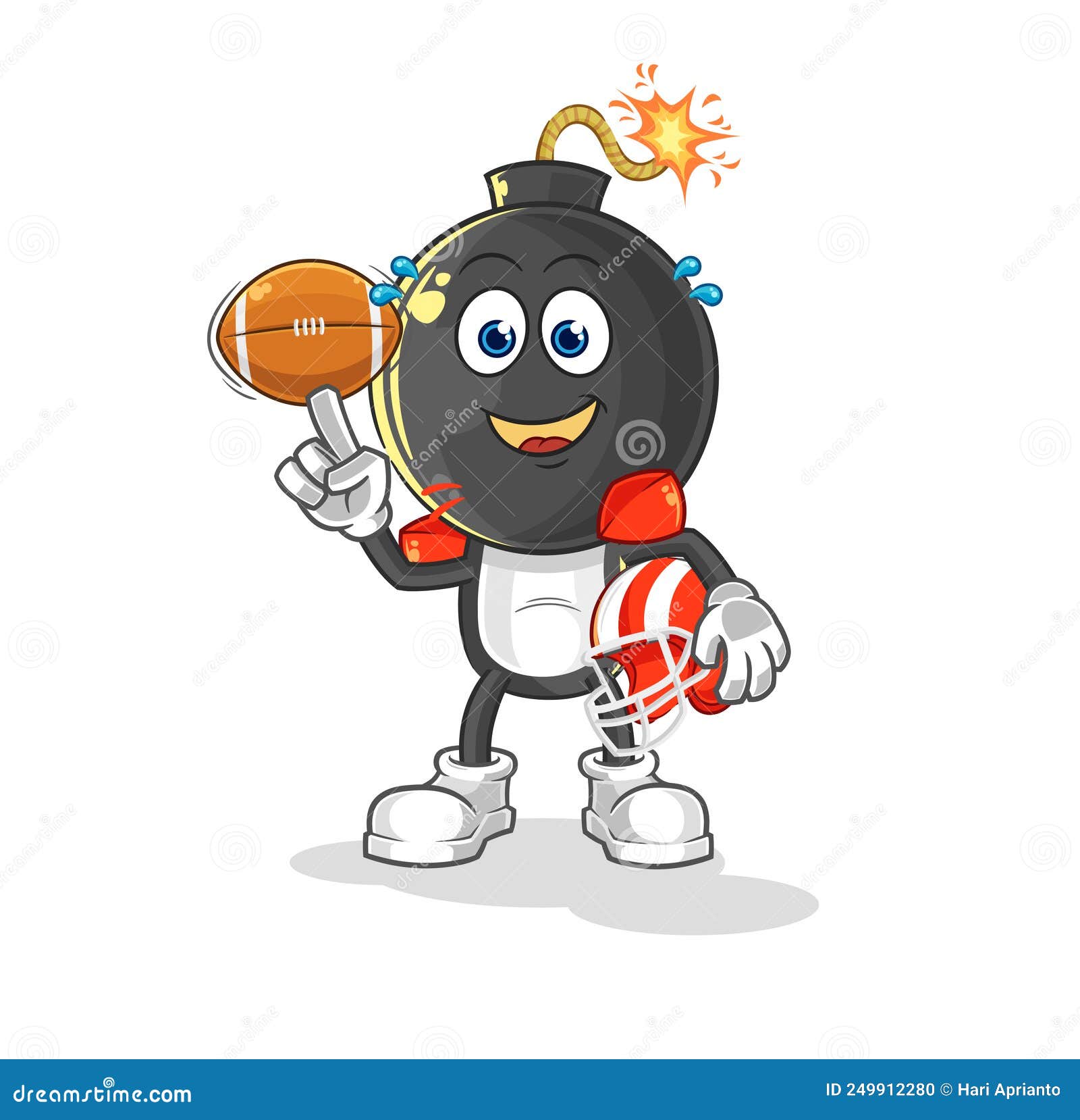 Bomb Head Playing Rugby Character. Cartoon Mascot Vector Stock Vector ...