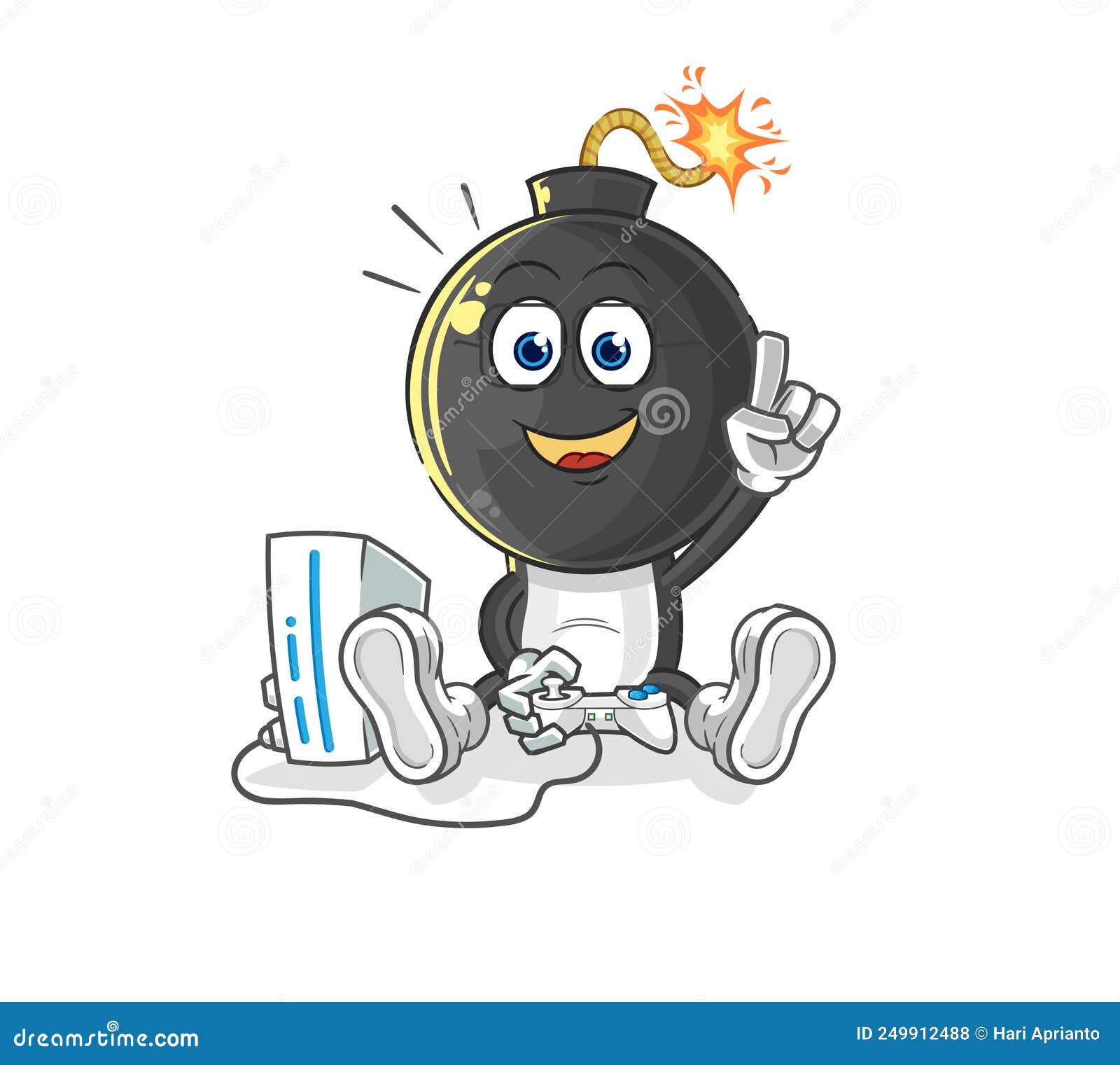 Bomb Head Playing Video Games. Cartoon Character Stock Vector ...