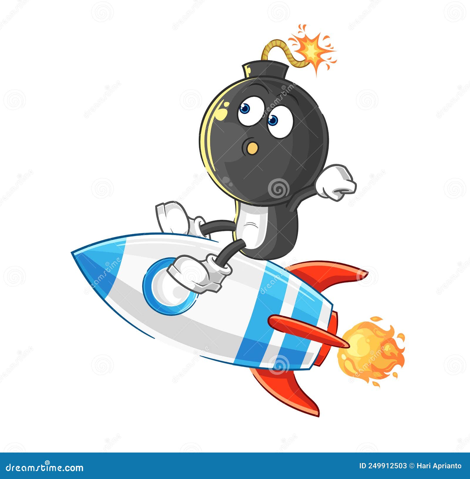 Bomb Head Ride a Rocket Cartoon Mascot Vector Stock Vector ...
