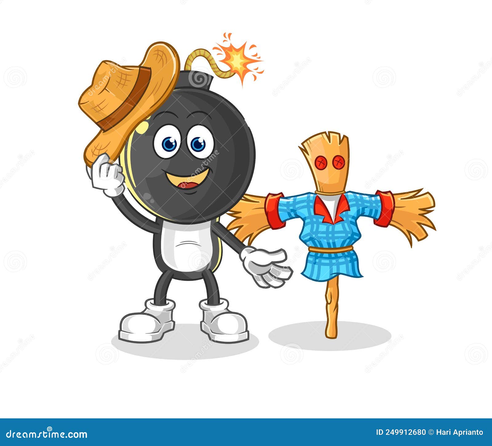 Bomb Head with Scarecrows Cartoon Character Vector Stock Vector ...