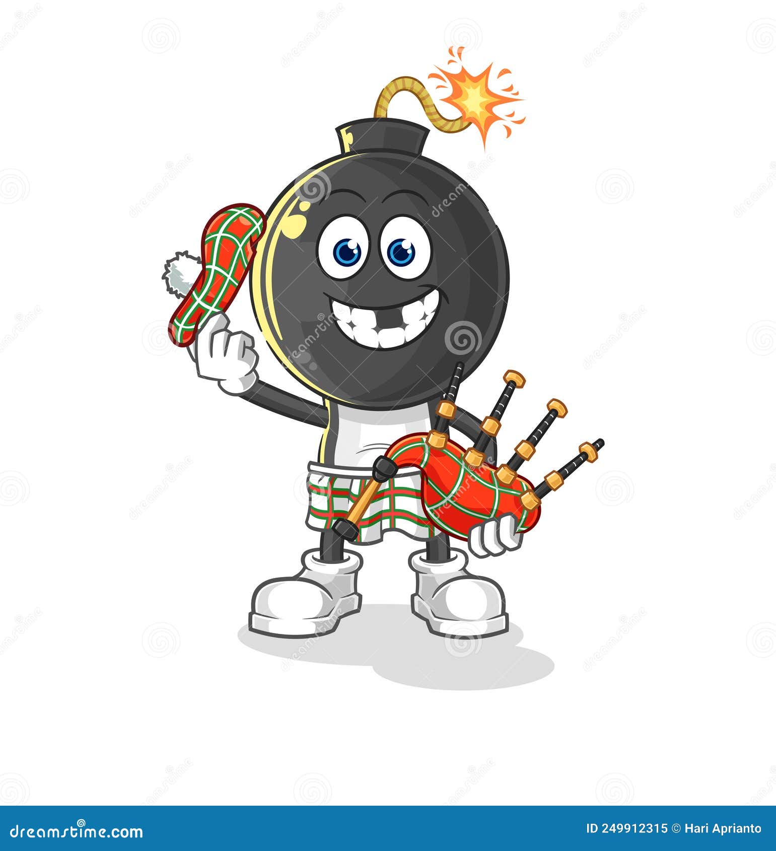 Bomb Head Scottish with Bagpipes Vector. Cartoon Character Stock Vector ...