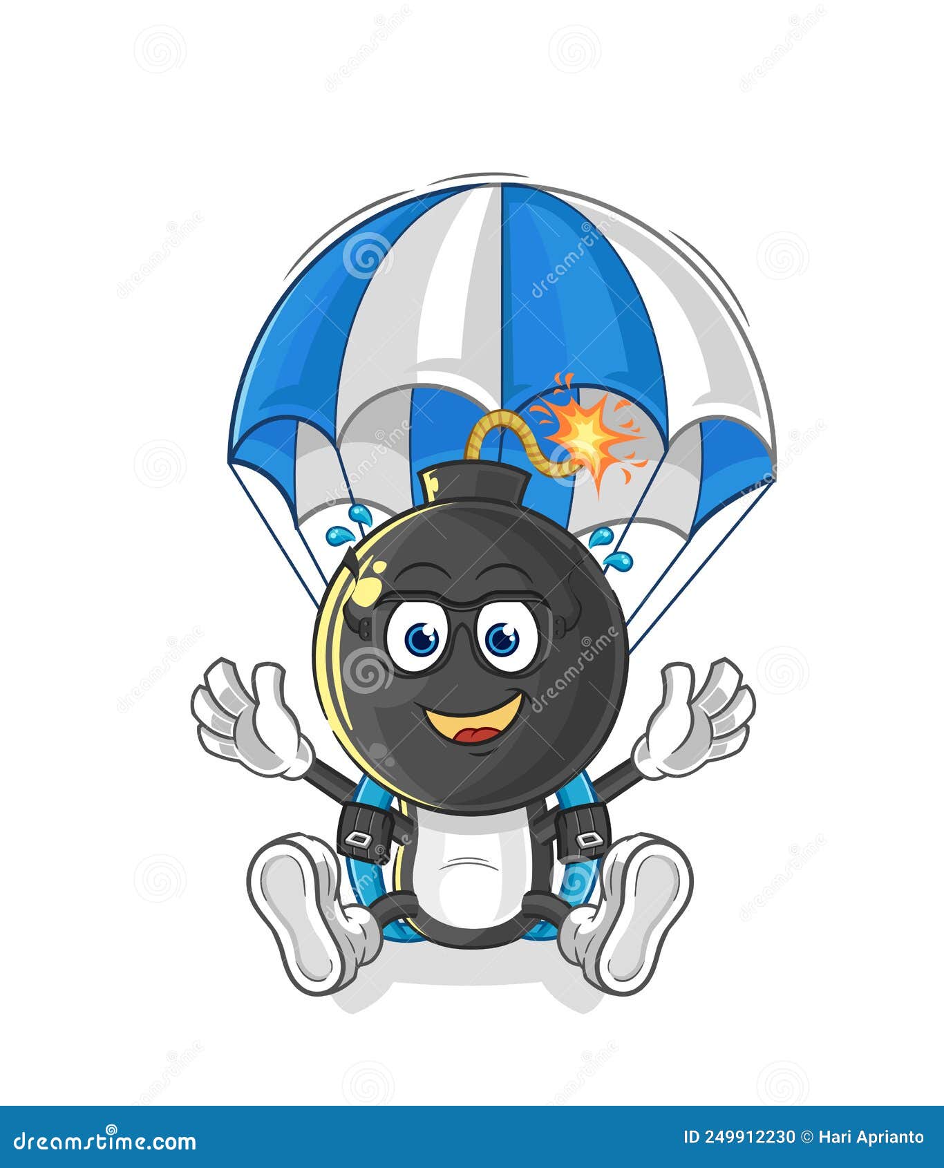 Bomb Head Skydiving Character. Cartoon Mascot Vector Stock Vector ...