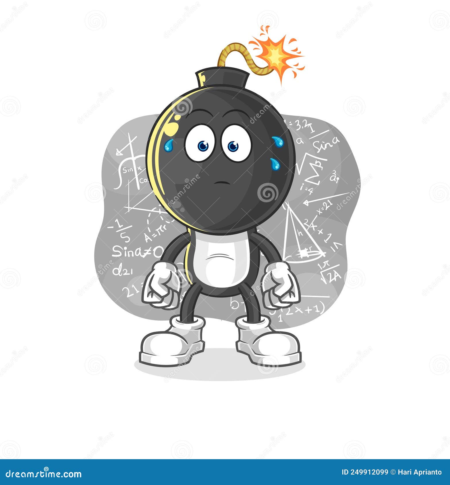 Bomb Head Thinking Hard Vector. Cartoon Character Stock Vector ...