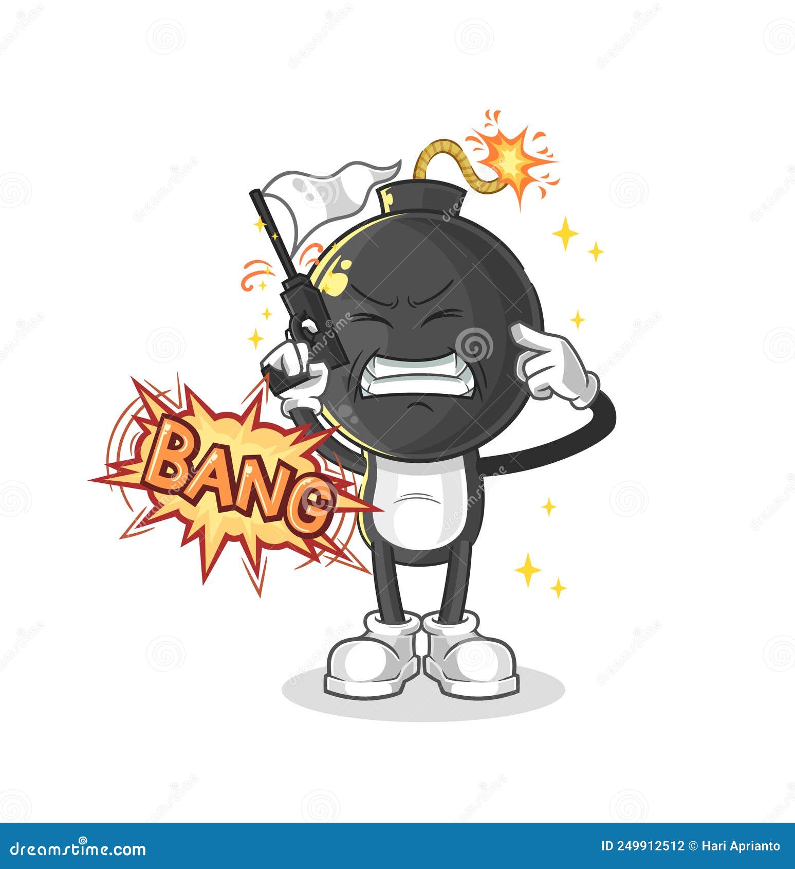 Bomb Head Warning Shot Mascot. Cartoon Vector Stock Vector ...
