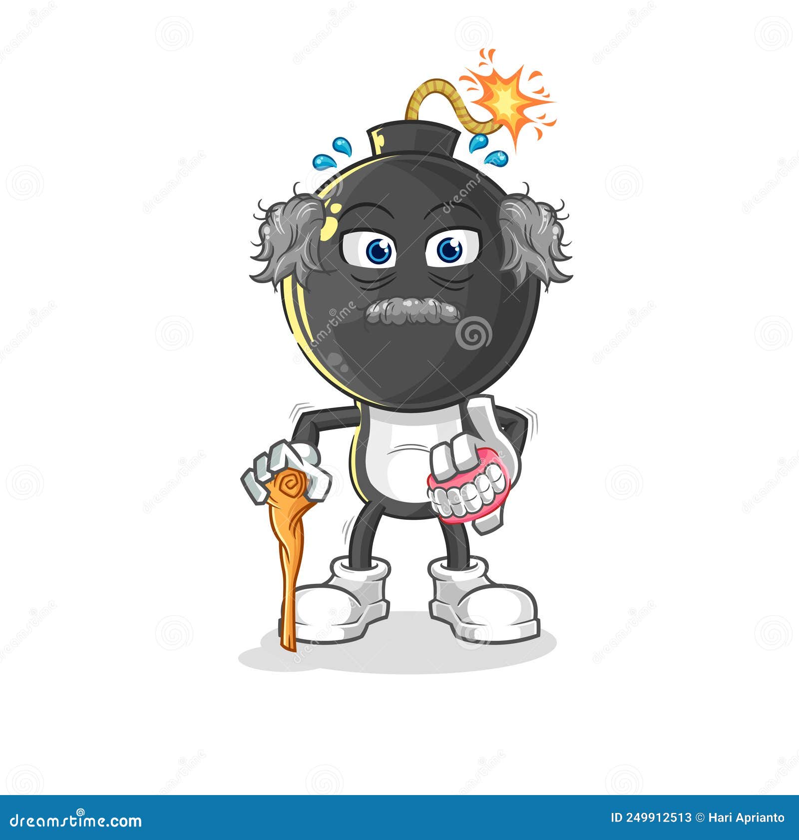 Bomb Head White Haired Old Man. Character Vector Stock Vector ...