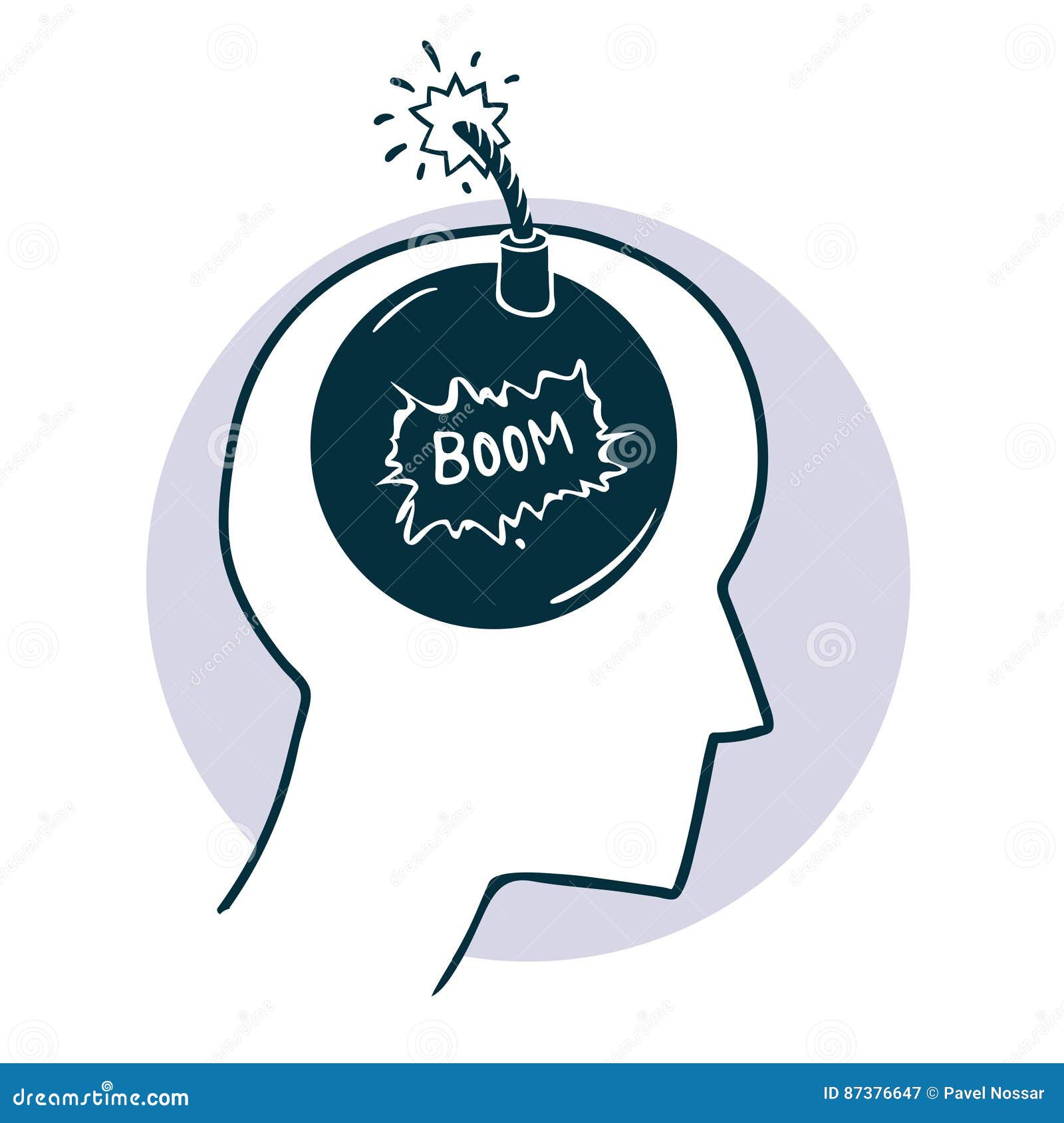 Bomb in the head stock illustration. Illustration of blast - 87376647
