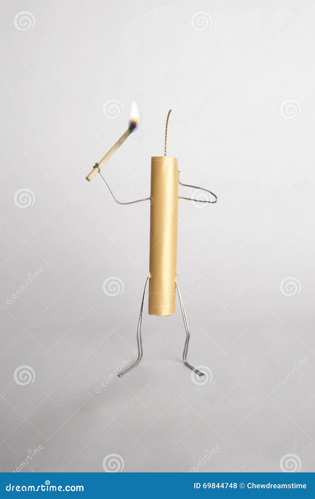 Bomb holding lighted stick stock photo. Image of flame - 69844748