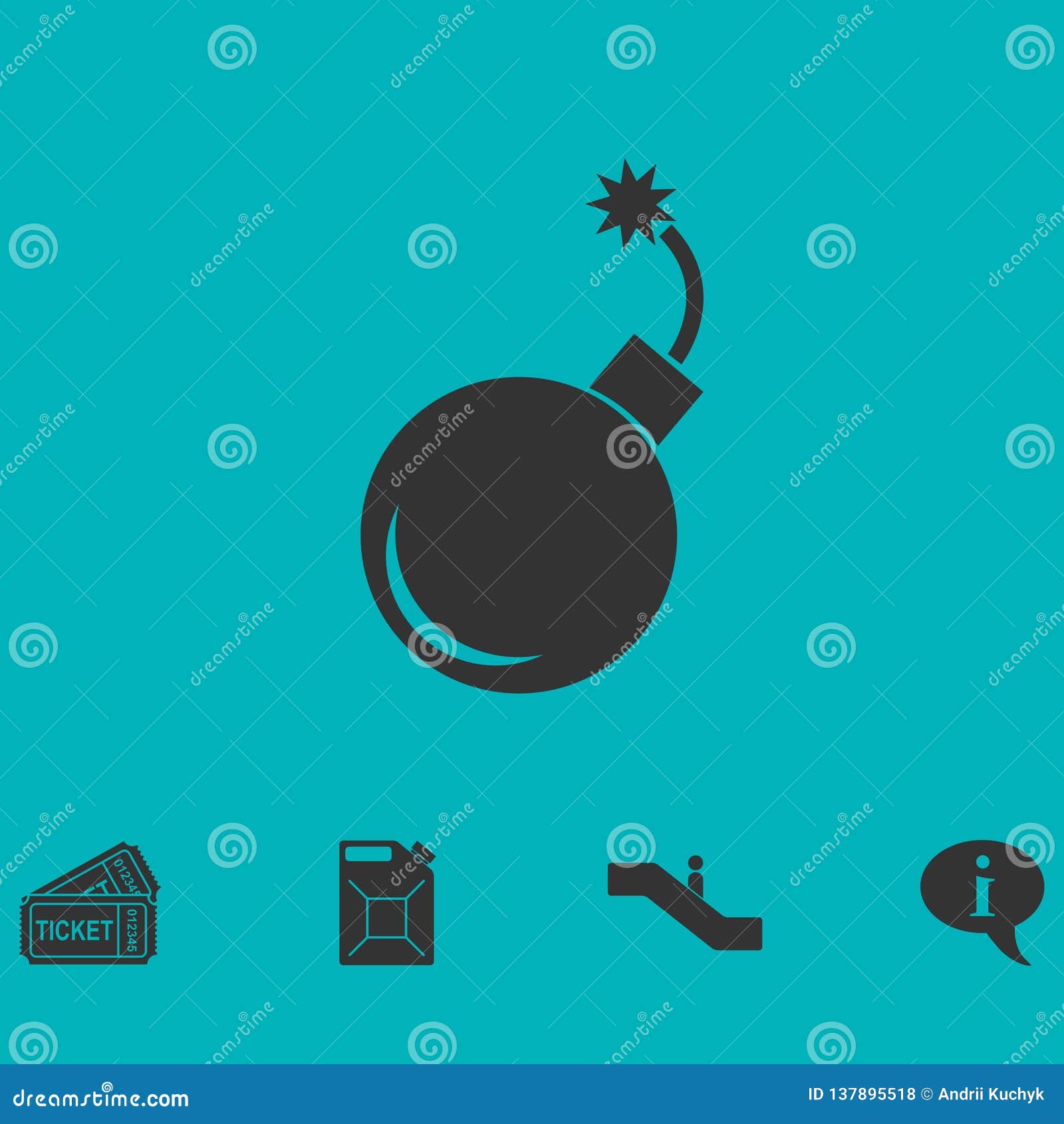 Bomb icon flat stock vector. Illustration of cartoon - 137895518