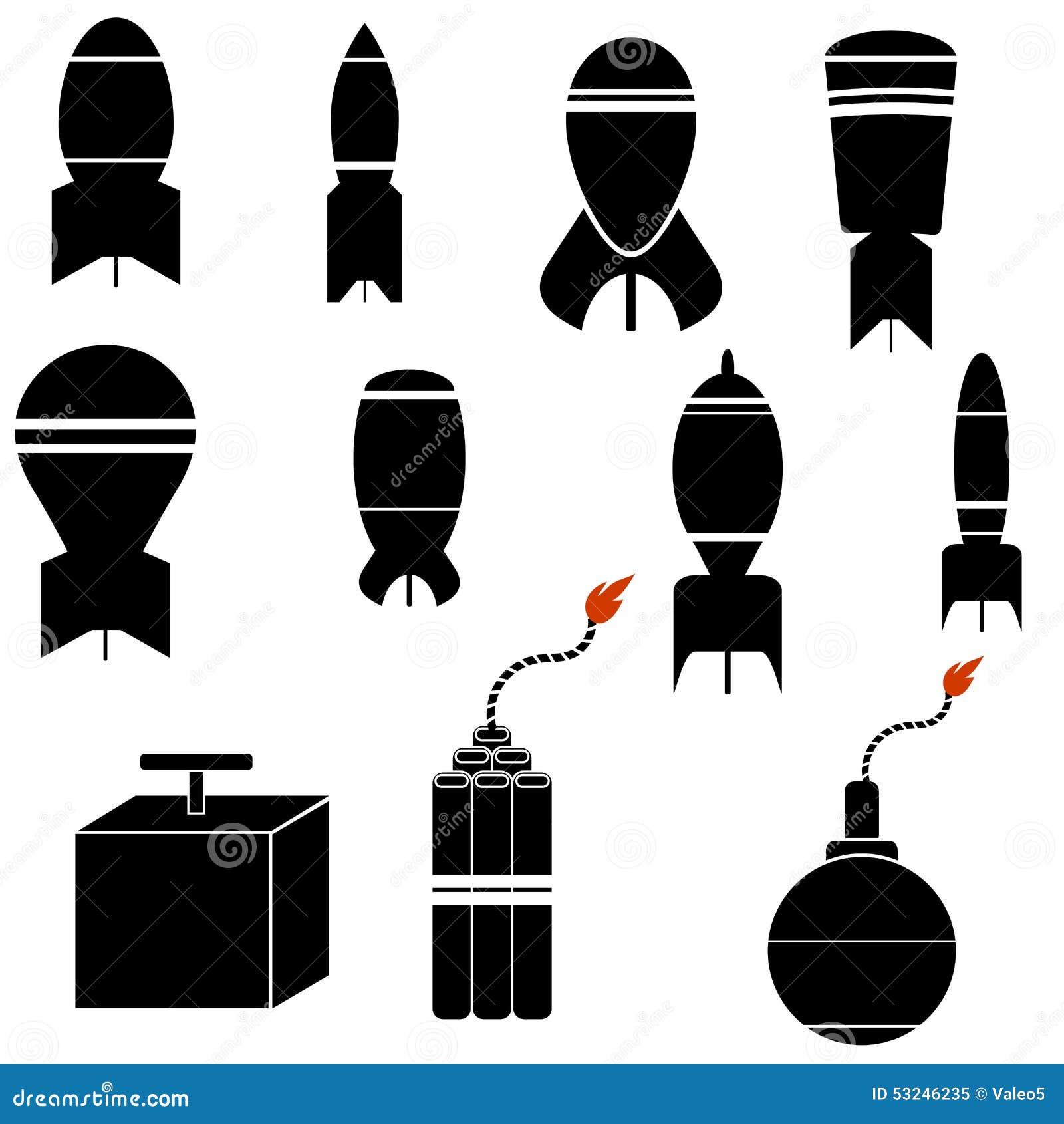 Bomb Icons stock vector. Illustration of fuse, dynamite - 53246235