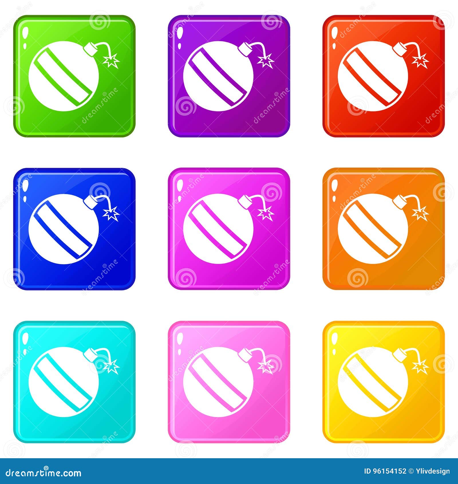 Bomb icons 9 set stock vector. Illustration of aggression - 96154152