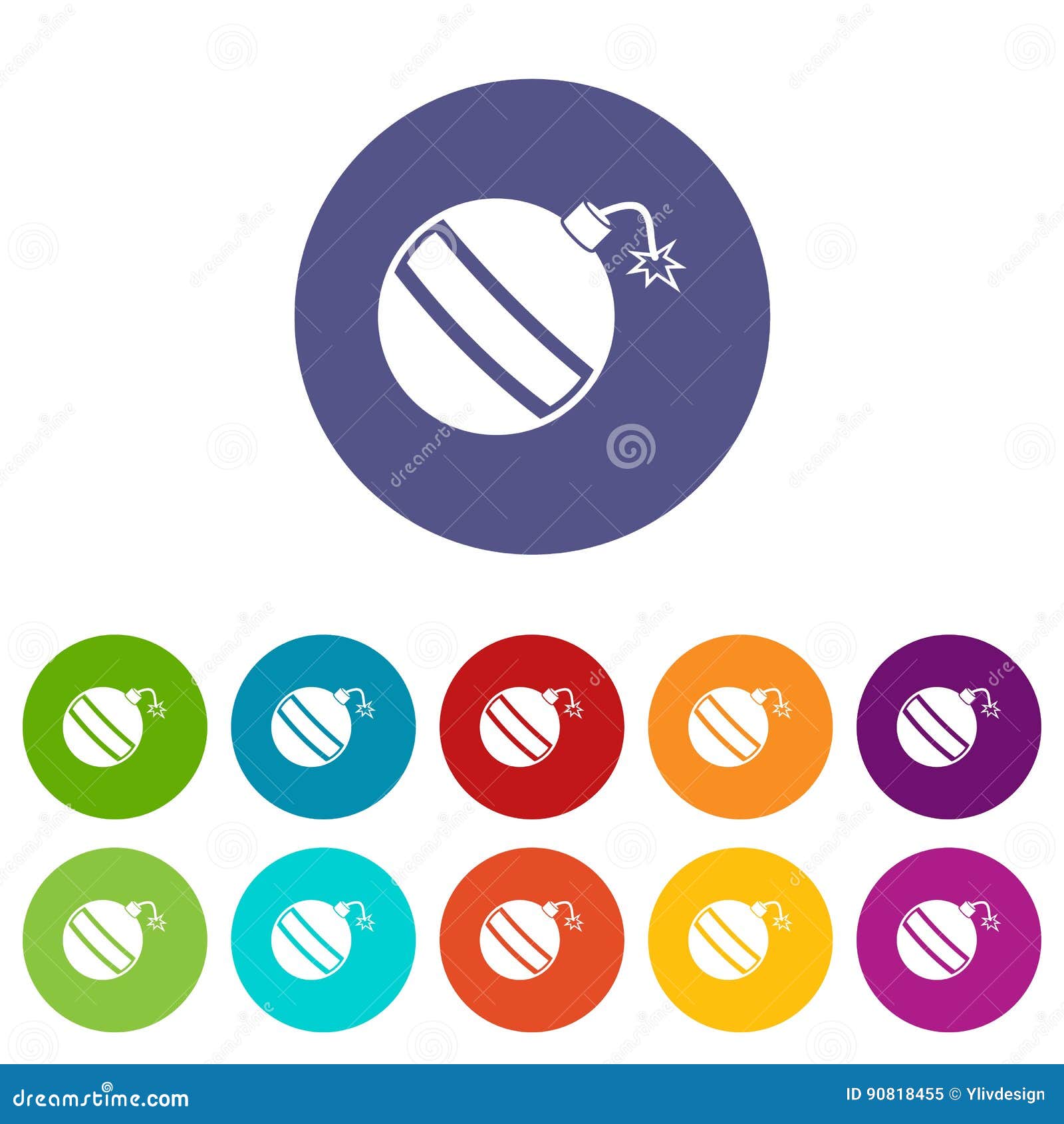 Bomb icons set flat vector stock vector. Illustration of element - 90818455