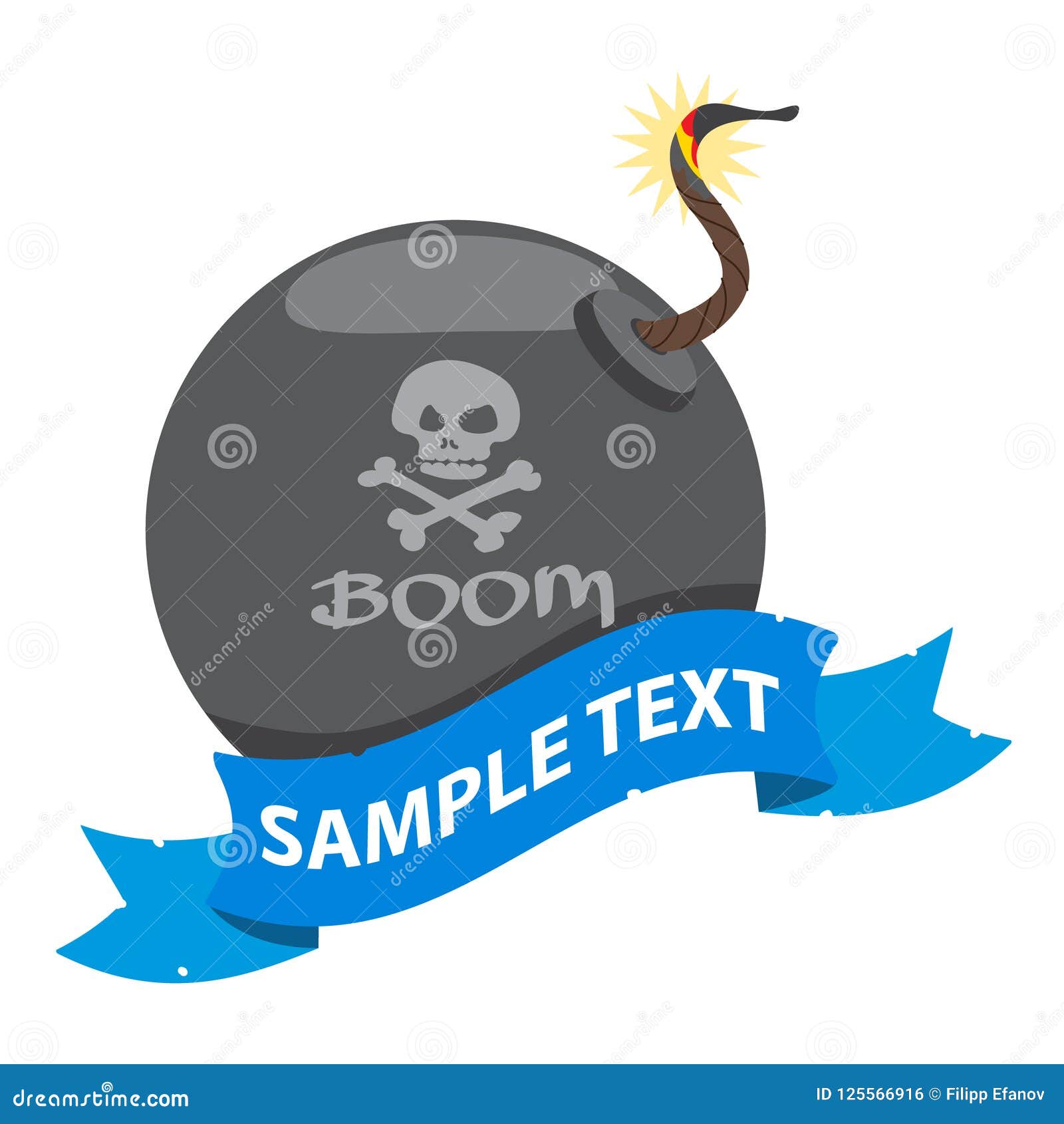 Bomb Illustration on the Pirate Theme with Ribbon Banner Stock ...