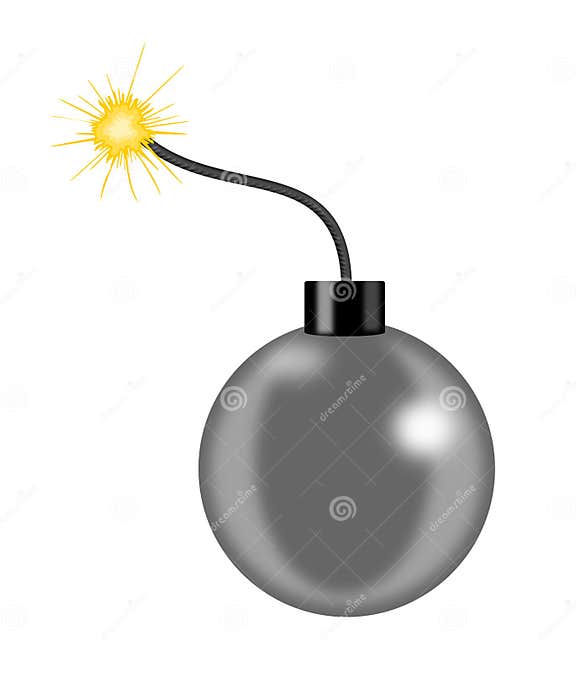 Bomb with a lit fuse stock illustration. Illustration of caution - 3810423