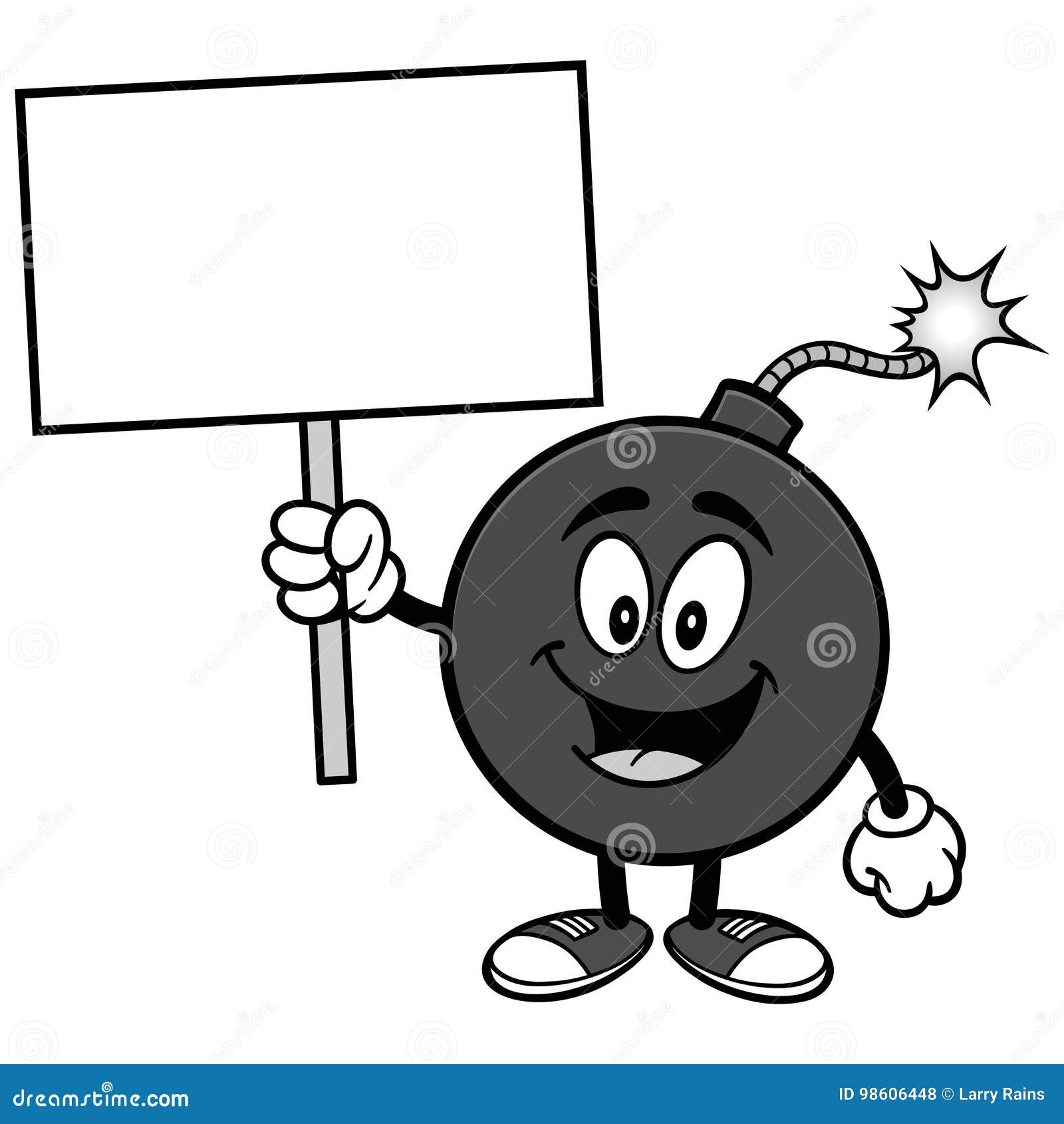 Bomb Mascot with Sign Illustration Stock Vector - Illustration of ...