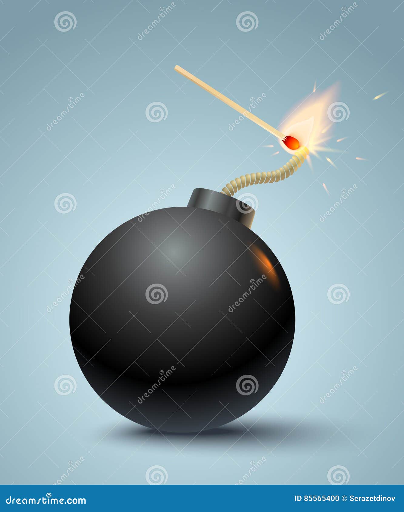 Bomb and match stock vector. Illustration of bomb, cartoon - 85565400