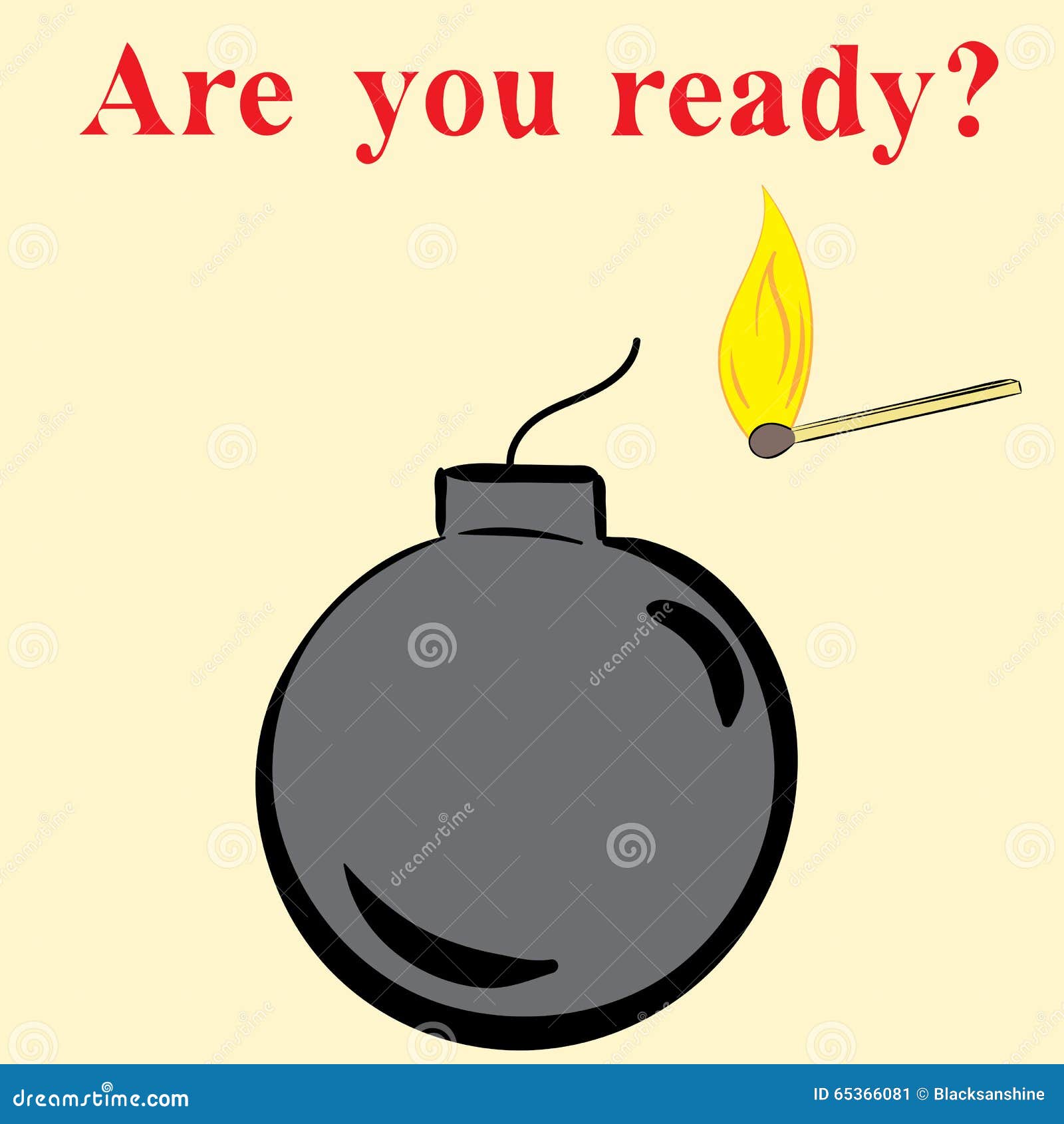 Bomb and matchstick stock vector. Illustration of fiery - 65366081