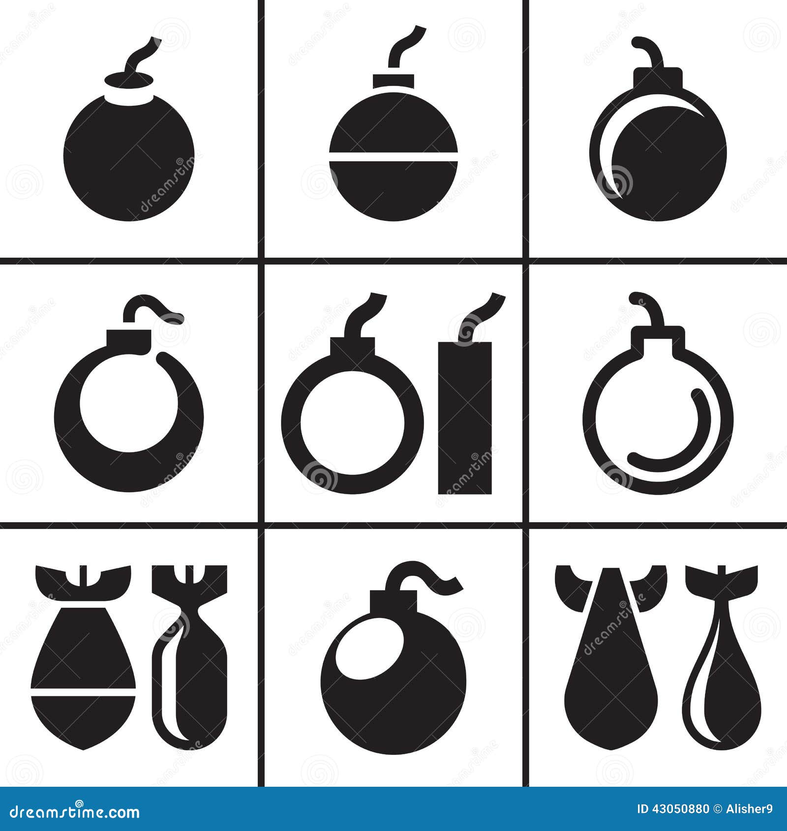 Bomb and missile icons set stock vector. Illustration of terrorism ...