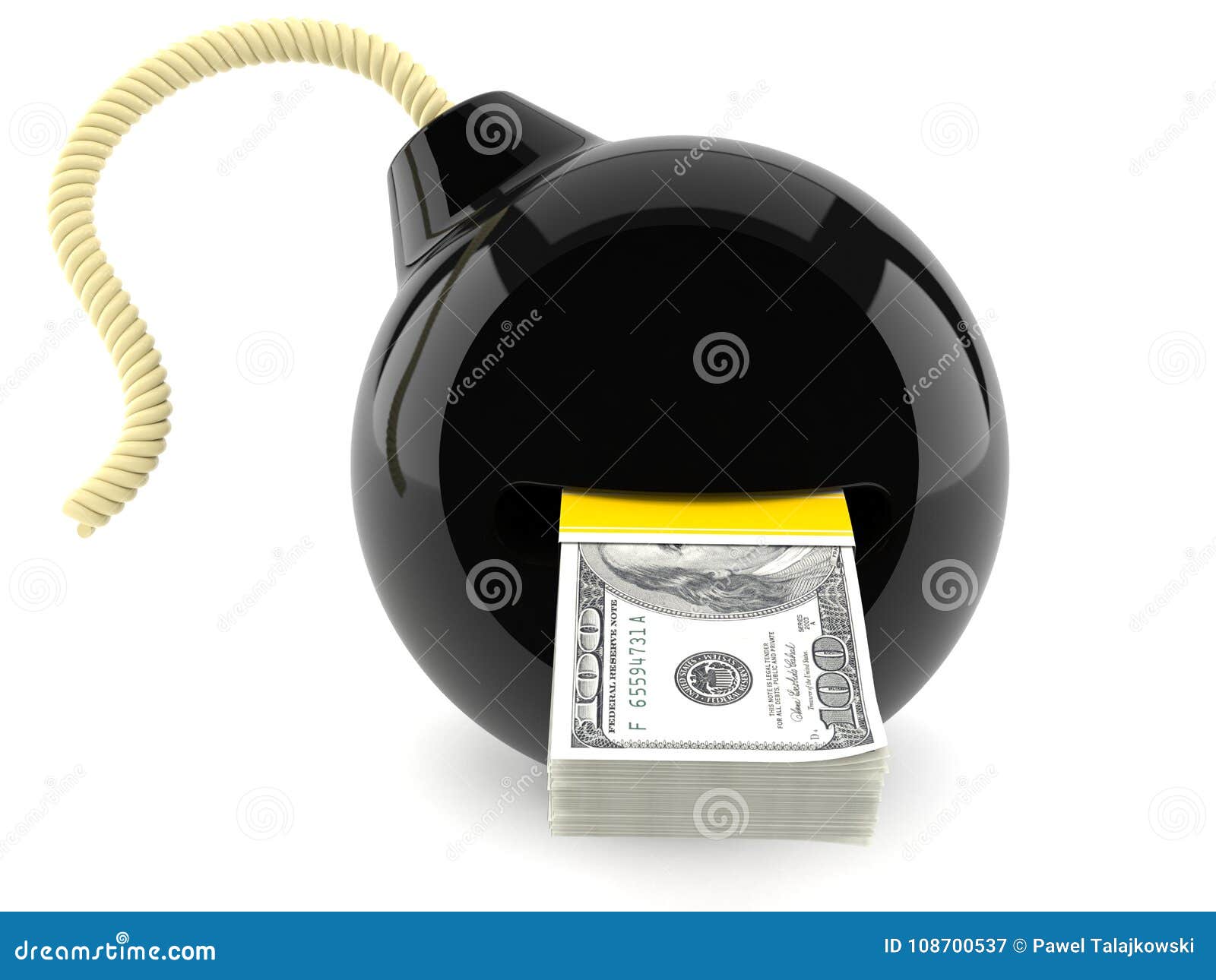 Bomb with money stock illustration. Illustration of danger - 108700537