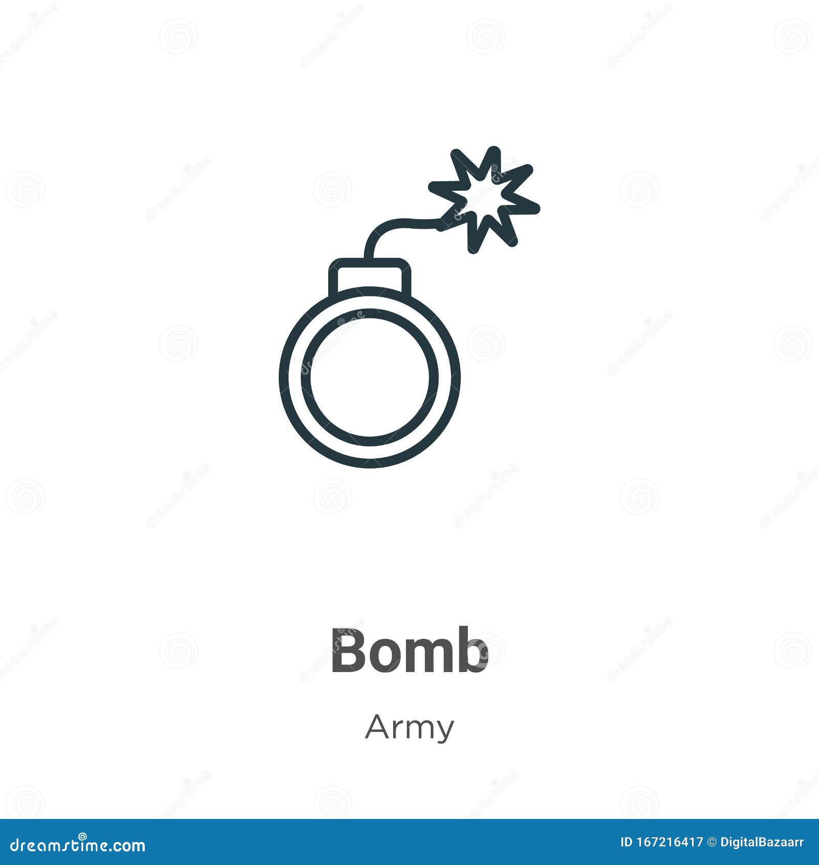 Bomb Outline Vector Icon. Thin Line Black Bomb Icon, Flat Vector Simple ...