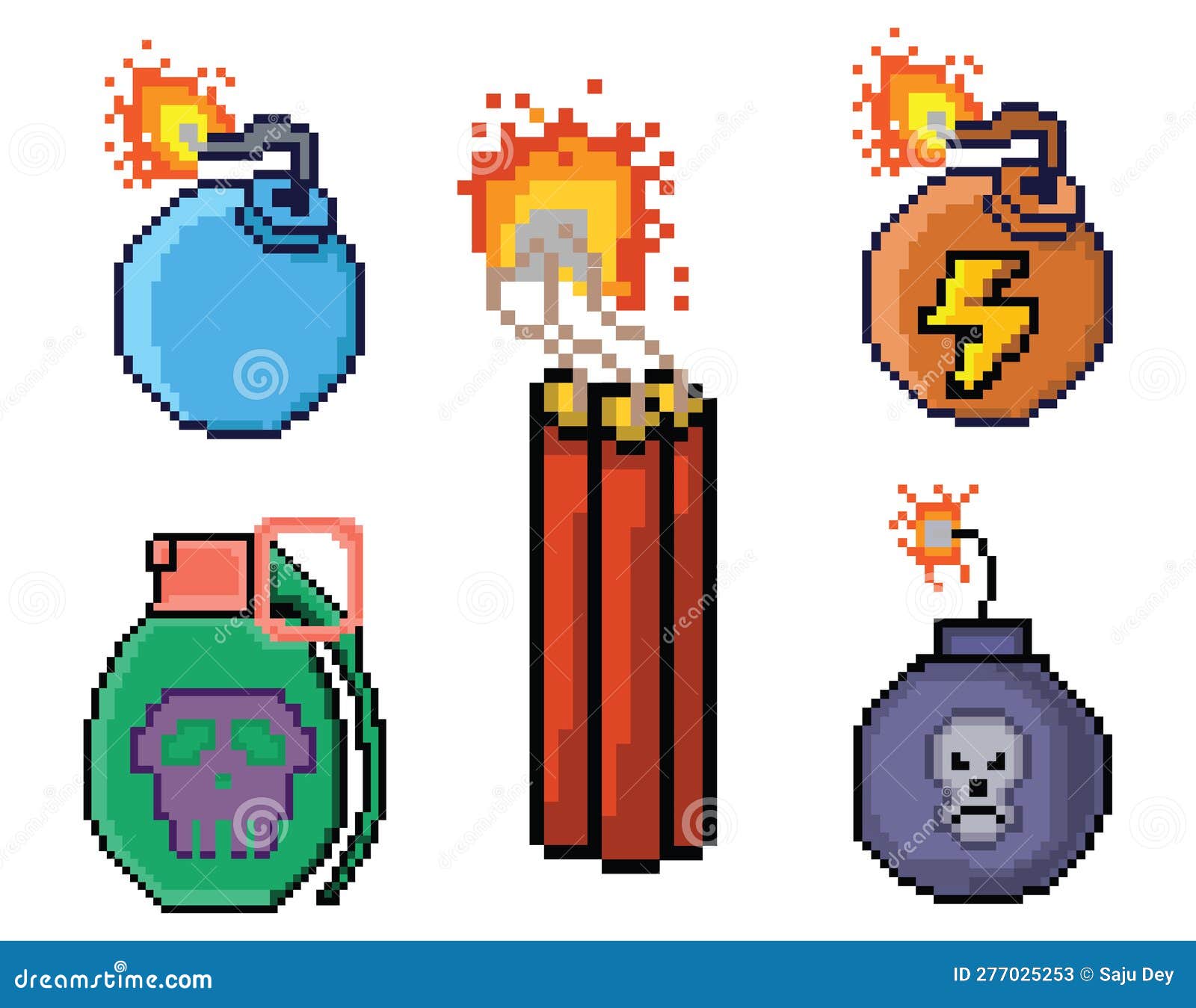 Bomb pixel art set. stock vector. Illustration of projects - 277025253