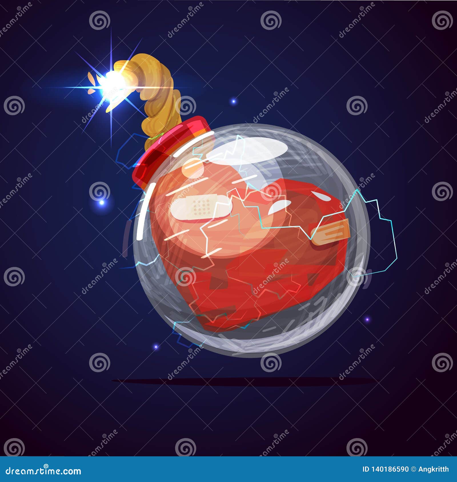 Bomb Ready To Explode , Heart Attack Icon - Stock Illustration ...
