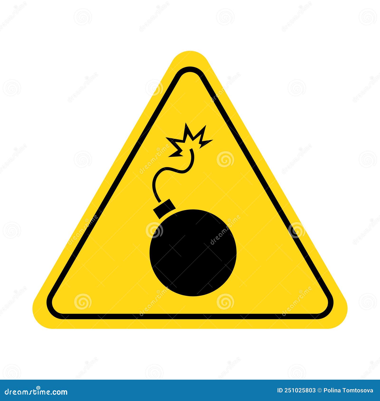 Bomb Sign. Danger, Warning Bomb Icon with Yellow Triangle Symbol Stock ...