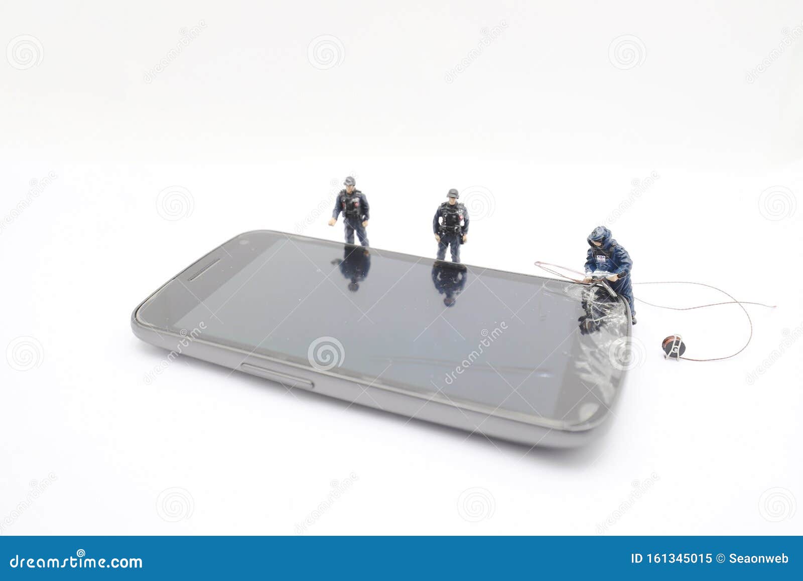 A Bomb Squad Expert Defusing Bomb on Mobile Phone Stock Illustration ...