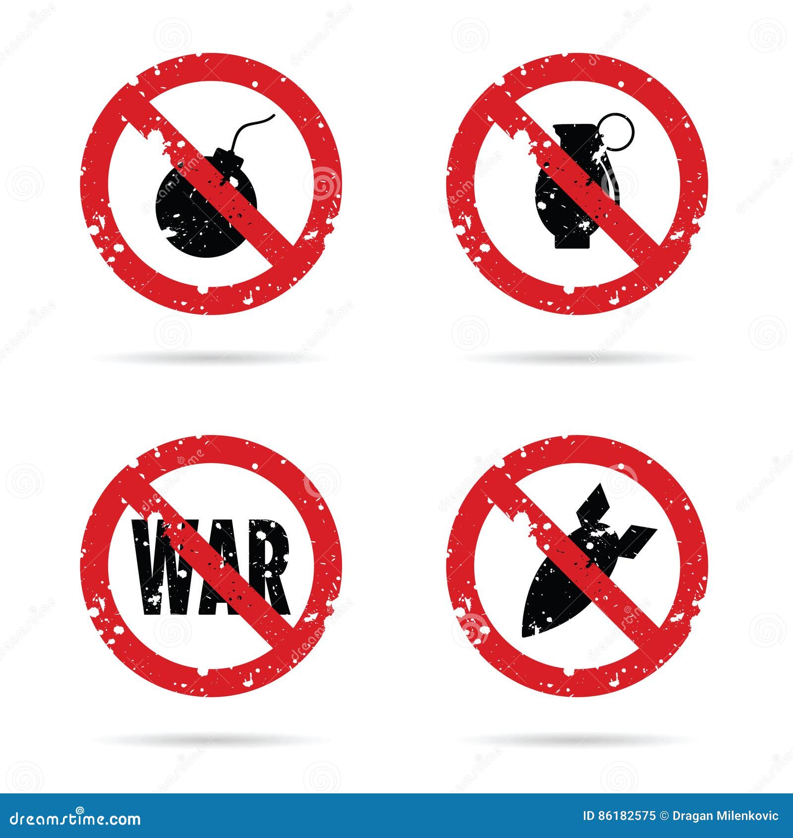 Bomb Weapon Red Sign Set Illustration Stock Vector - Illustration of ...